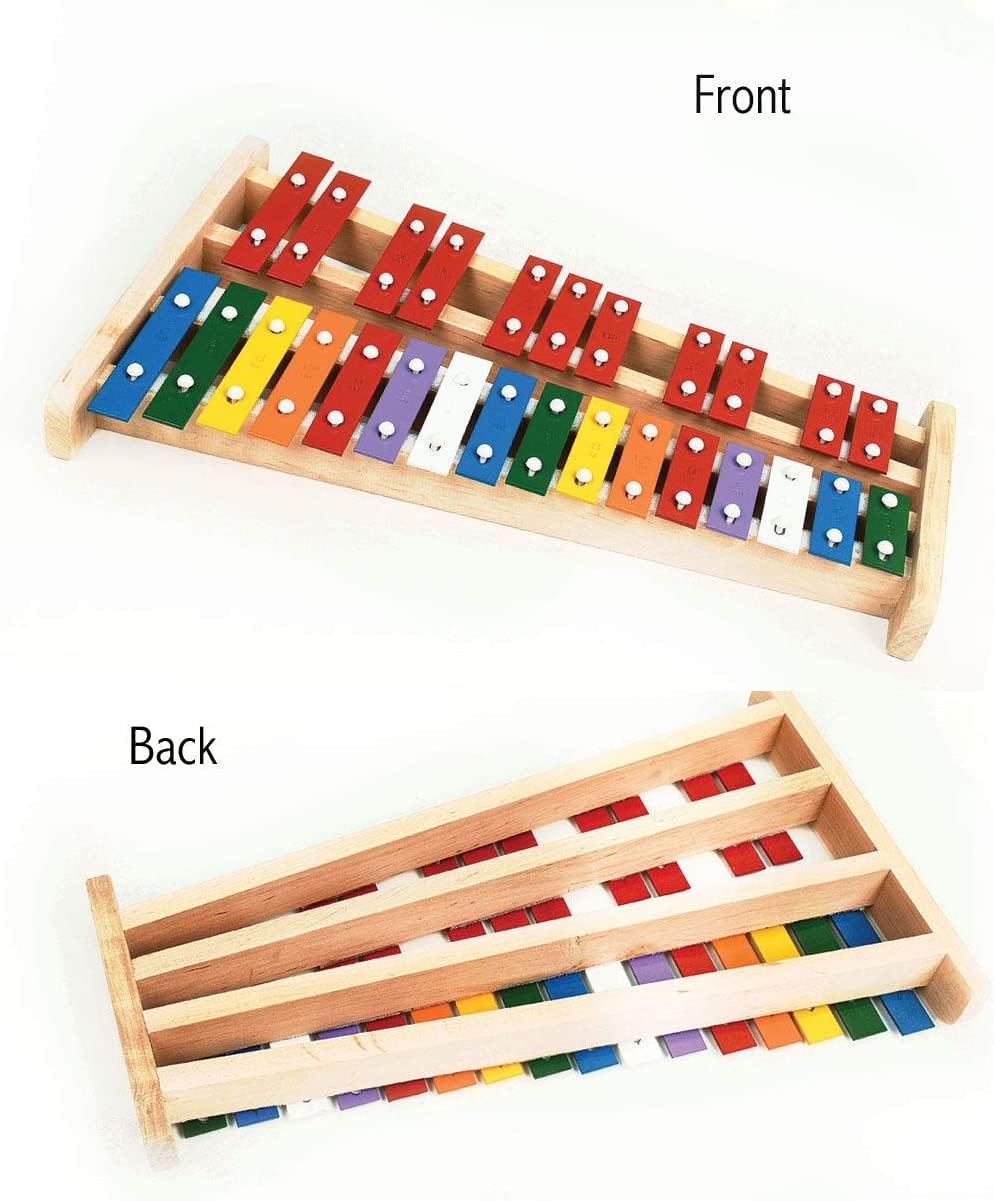 Professional Wooden Soprano Full Size Colorful Glockenspiel Xylophone with 27 Metal Keys for Adults & Kids