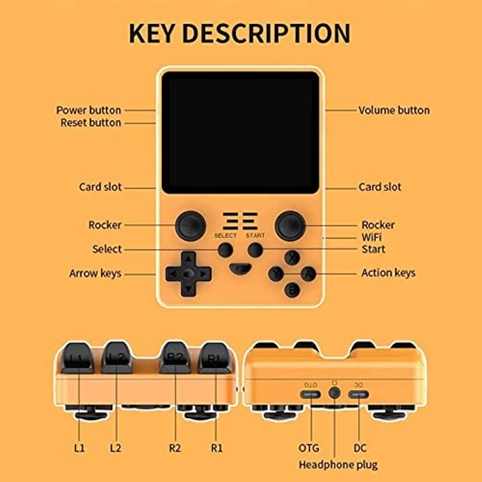 ZENZES Handheld Game Console Powkiddy RGB20S with Built-in 20000 Games, 3.5inch IPS Screen Portable Handheld Nostalgic Arcade Retro Game Machine, Game Console Toy Gift-16G+128G||Blue