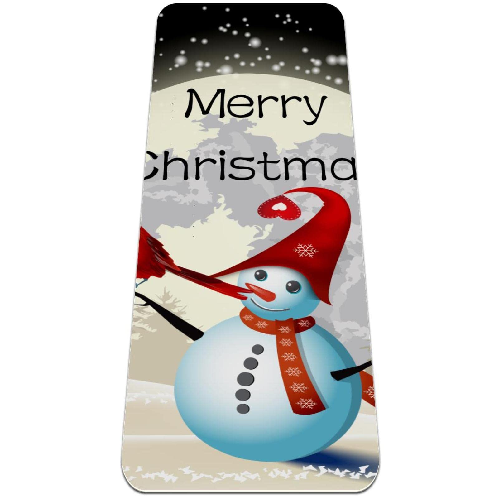 Yoga Mat, Yoga Mats for Home Workout, Workout Mat, Exercise Mats, Pilates Mat, Merry Christmas Red Bird Moon Snowman