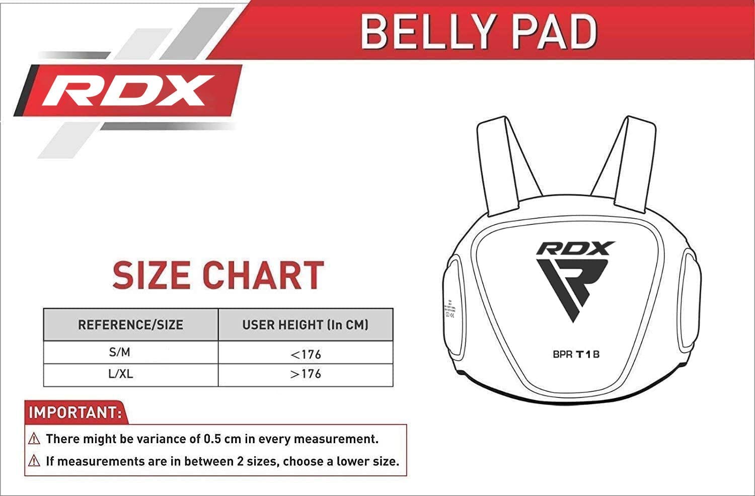 RDX Belly Pad Protector MMA Kickboxing, Maya Hide Leather Rib Shield, Body Target Chest Guard Armour with Shoulder Straps for Boxing Muay Thai Punching Coaching Martial Arts Taekwondo Training