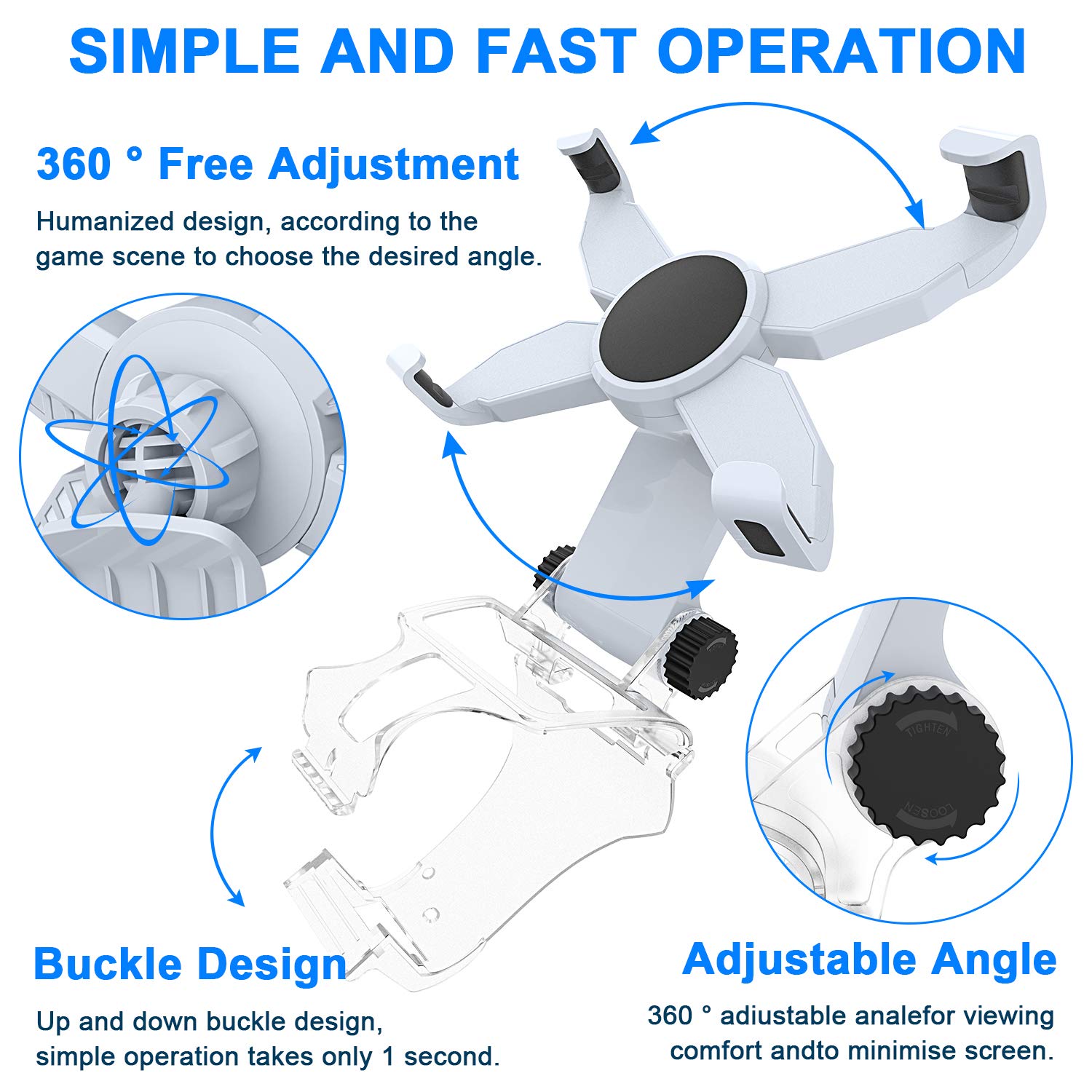 Supgear PS5 Controller Phone Mount Clip PS5 Controller Mobile Gaming Clip with X-shaped Design Adjustable Bracket 1PCS Rubber Protector Skins 2PCS Black Joystick Caps for Playstation 5 Game Controller