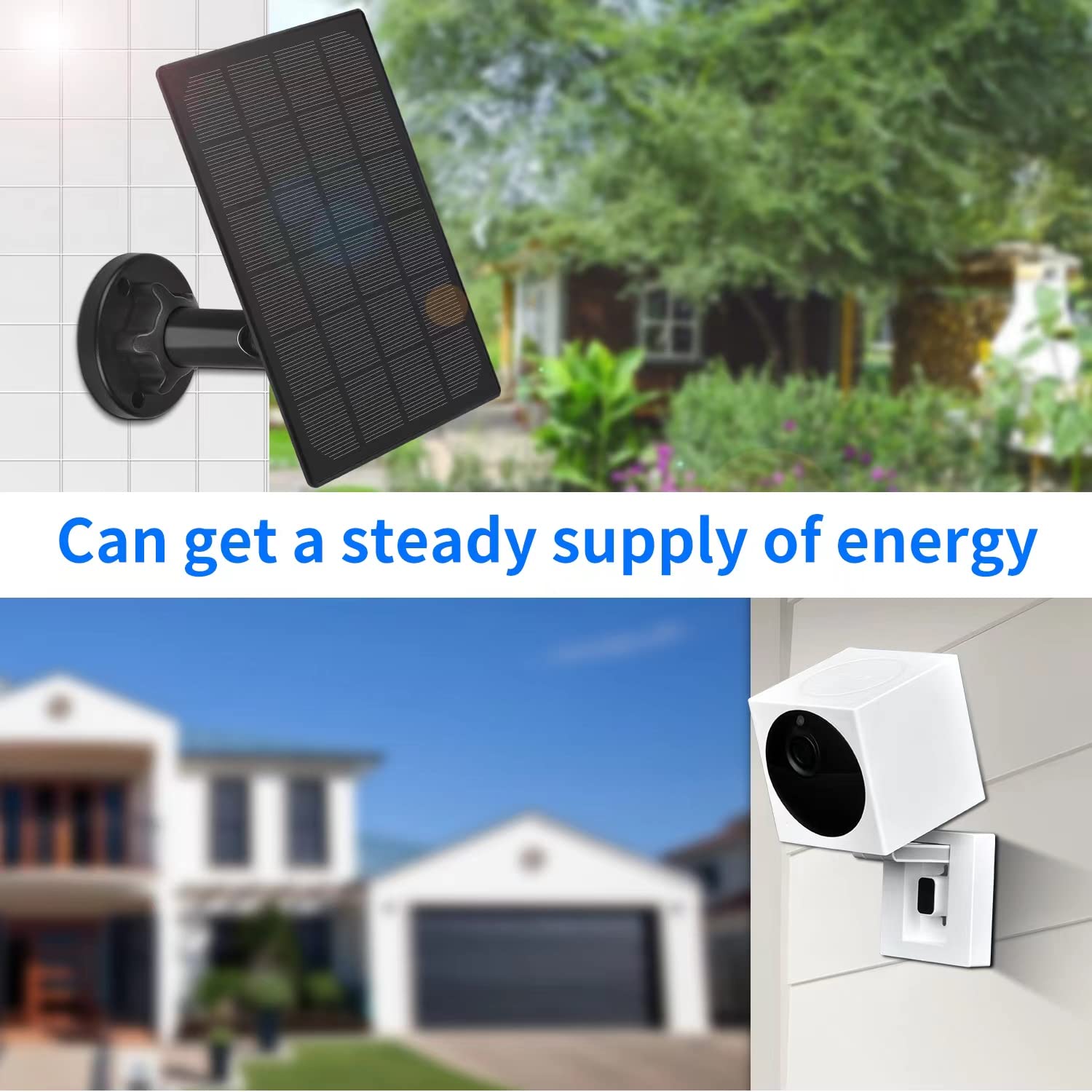 Solar Panel for Security Camera,5V 3.5W USB Solar Panel Compatible with Rechargeable Battery Powered Camera, IP65 Waterproof Continuous Solar Power for Wyze cam Outdoor, 9.8ft Charging Cable (White)