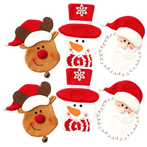 YARNOW 6pcs Christmas Snowman Elk Cutlery Set Stocking Holder Stand Dining Room Decor for Table Hanging Stocking Spoon Bag Tableware Organizer Elk Decor Party Supplies Pocket Elder