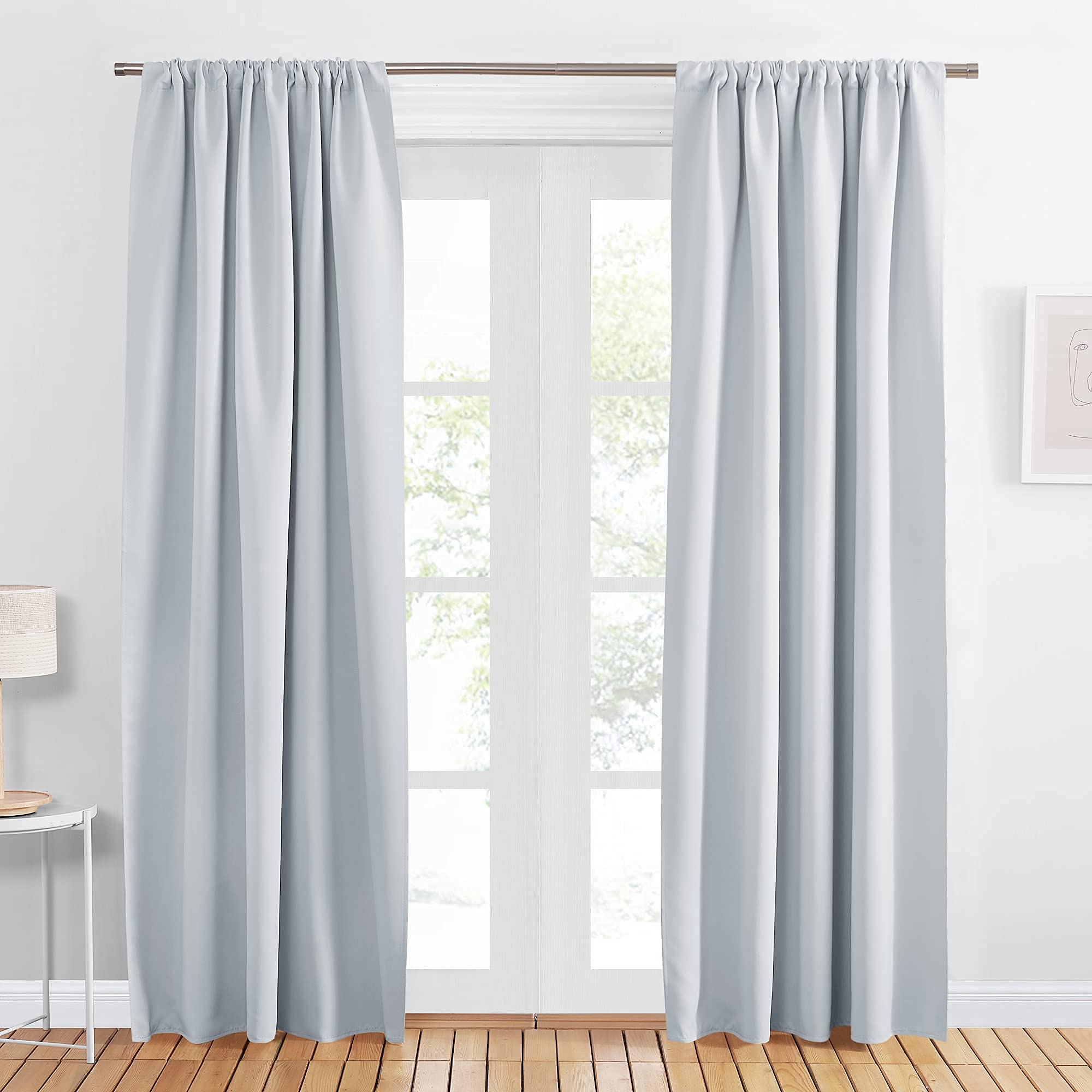 PONY DANCE White Window Curtains - 42 inch W by 90 L Grayish White Thermal Insulated Curtain Drapes Light Filter Energy Efficient Modern Design Style for Home Decor, 2 Pieces