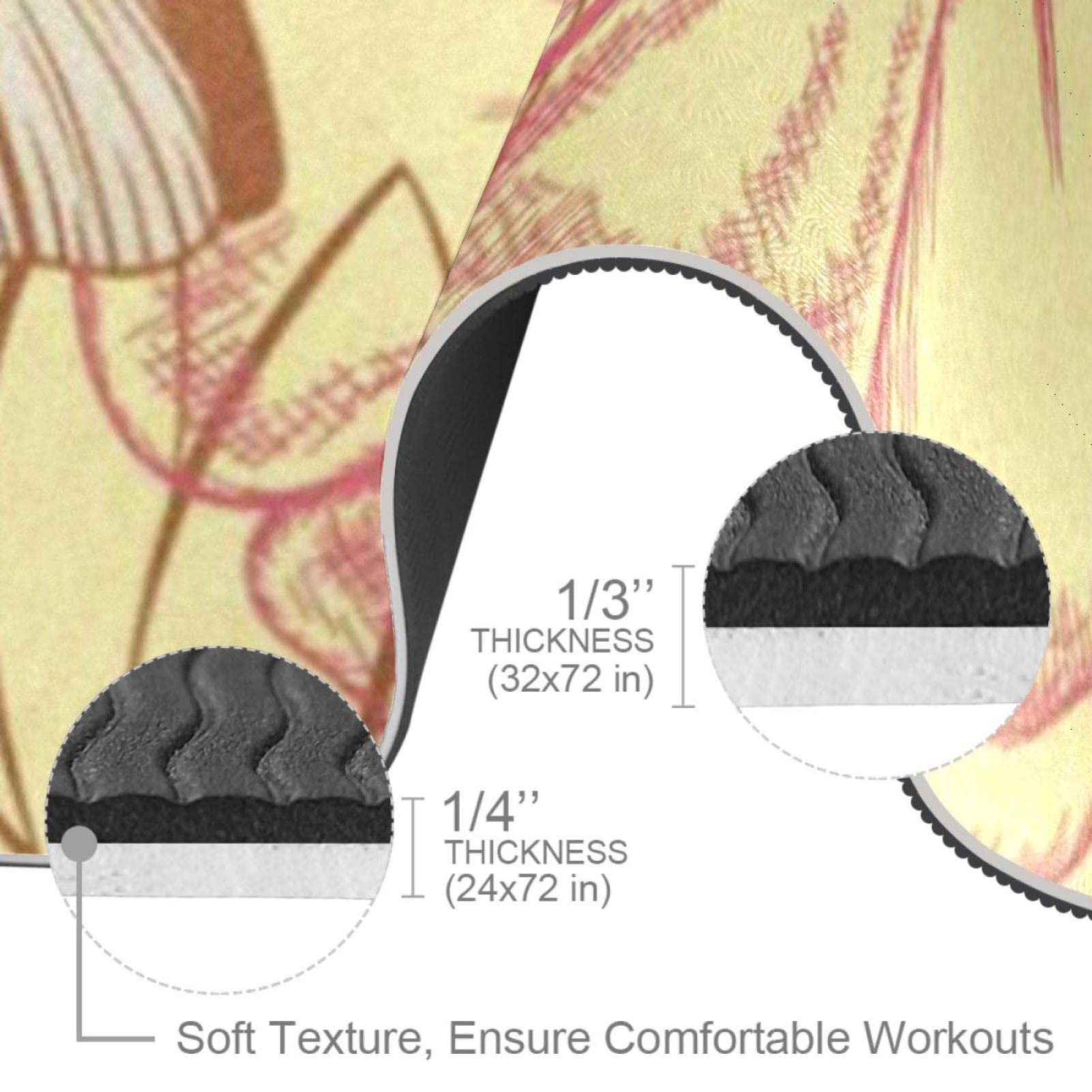 Yoga Mat, Yoga Mats for Home Workout, Workout Mat, Exercise Mats, Pilates Mat, flower butterfly leaf texture art pattern