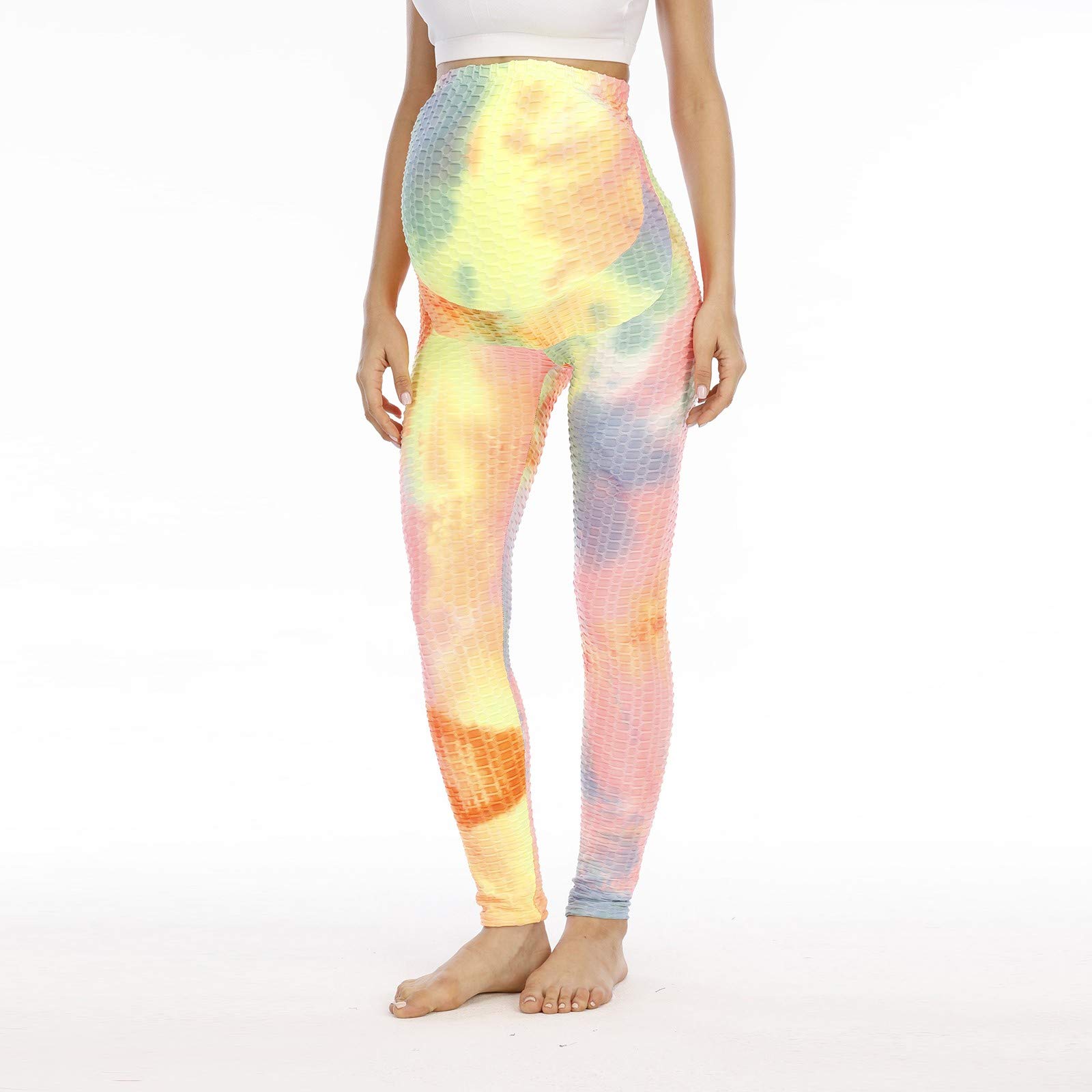 Womens Plus Winter Clothes Workout Stretch Pregnancy Length Yoga Full Tie-Dyed Athletic Pants Pants (Multicolor, XL)