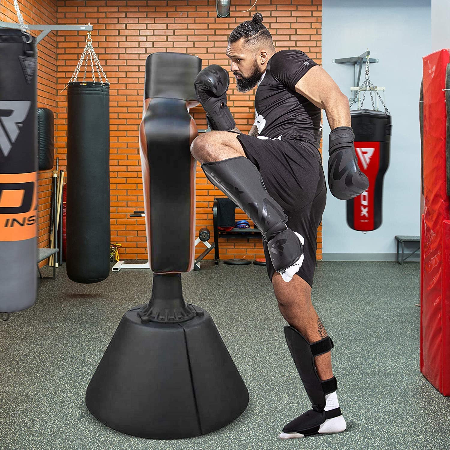 RDX Shin Guard for Muay Thai, Kickboxing, MMA Training, Maya Hide Leather Instep Leg Foam Pads for Martial Arts, Sparring, Gear for BJJ and Boxing