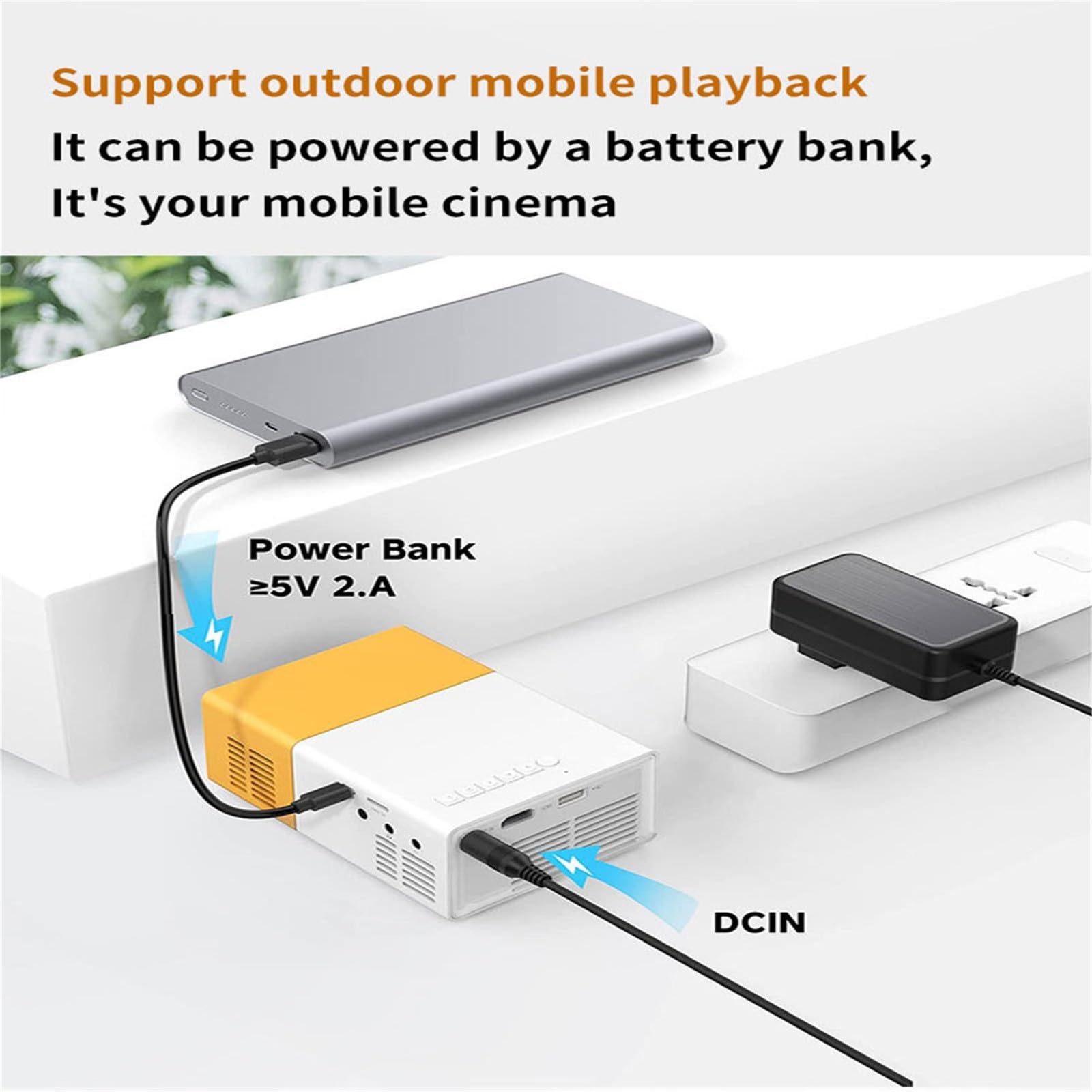 Portable LED Projector, Home Cinema Projector Support 1080P HD Displaying, Stylish HD Projector Support HDMI, AV, VGA, USB, for SD Input & 3.5mm Earphone Port, Replace Television