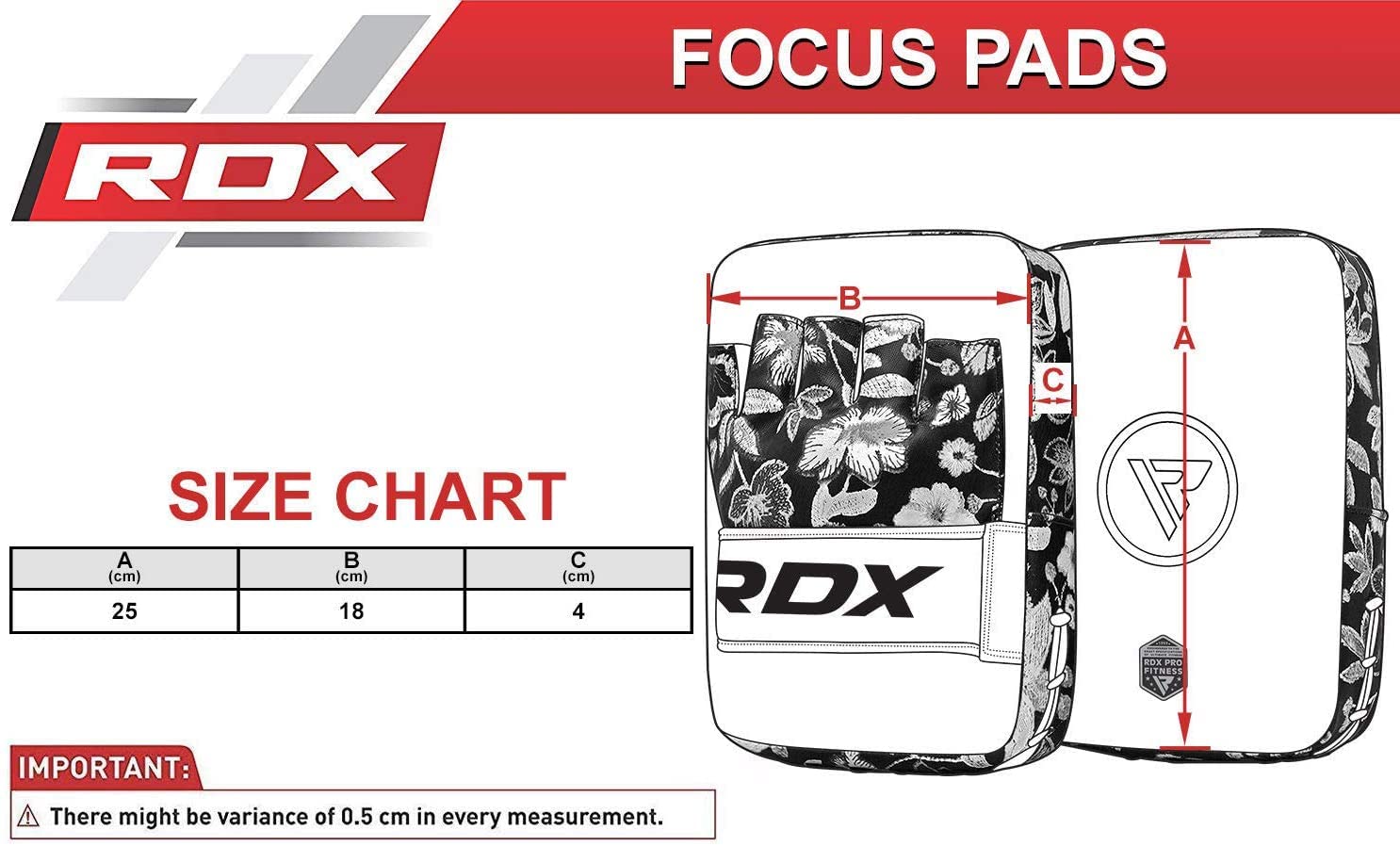 RDX Women Boxing Pads Focus Mitts, Ladies Flora Skin Hook and Jab Target Hand Pads, Great for Muay Thai, Martial Arts, MMA, Kickboxing, Karate Training, Padded Punching, Coaching Strike Shield