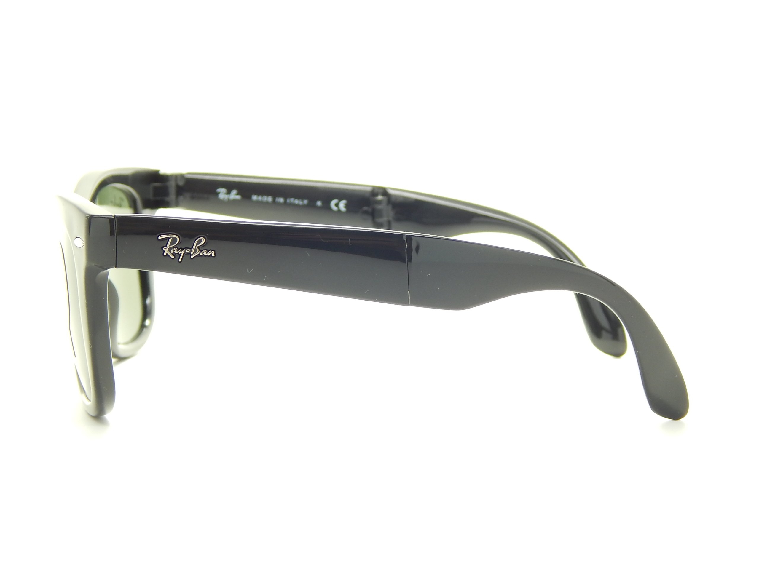 New Ray Ban Folding Wayfarer RB4105 601 Glosssy Black/Green 50mm Sunglasses