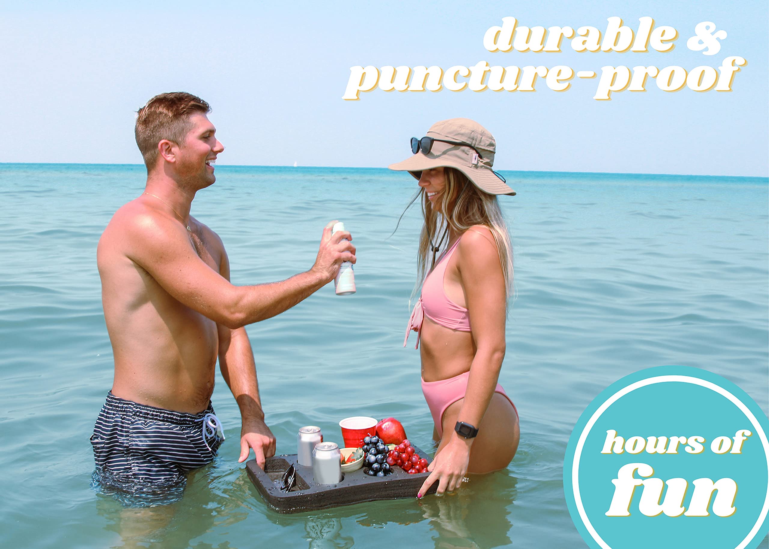Polar Whale Floating Drink Holder Refreshment Table Tray for Pool Beach Party Float Lounge Durable Black Foam 7 Compartment UV Resistant