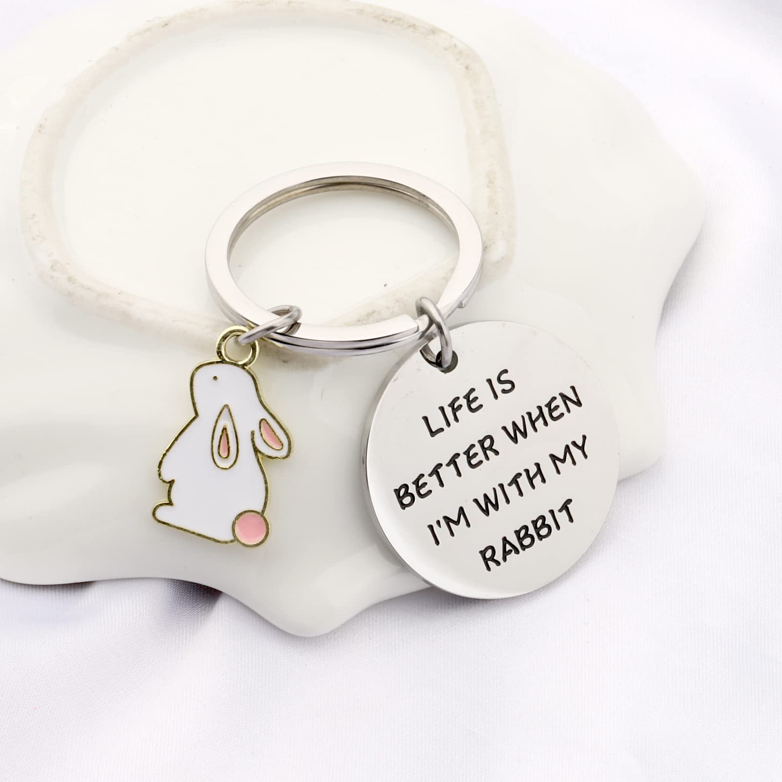 WSNANG Rabbit Keychain Life Is Better When I'm With My Rabbit Jewelry Pet Gift Easter Gift for Bunny Lover Gift (With My Rabbit KY)