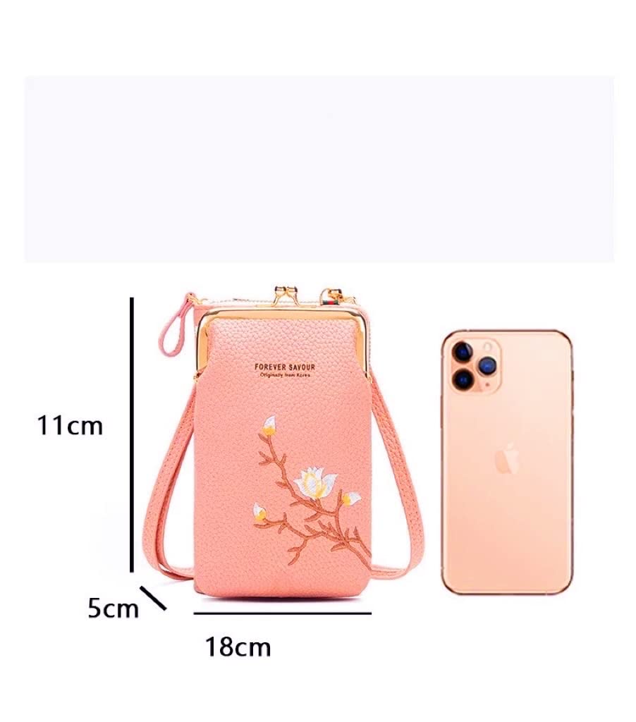 ZEshops Womens Pink Purse Mini Phone Crossbody Cell Phone Bag Leather Wallet Shoulder Pouch (Pink)