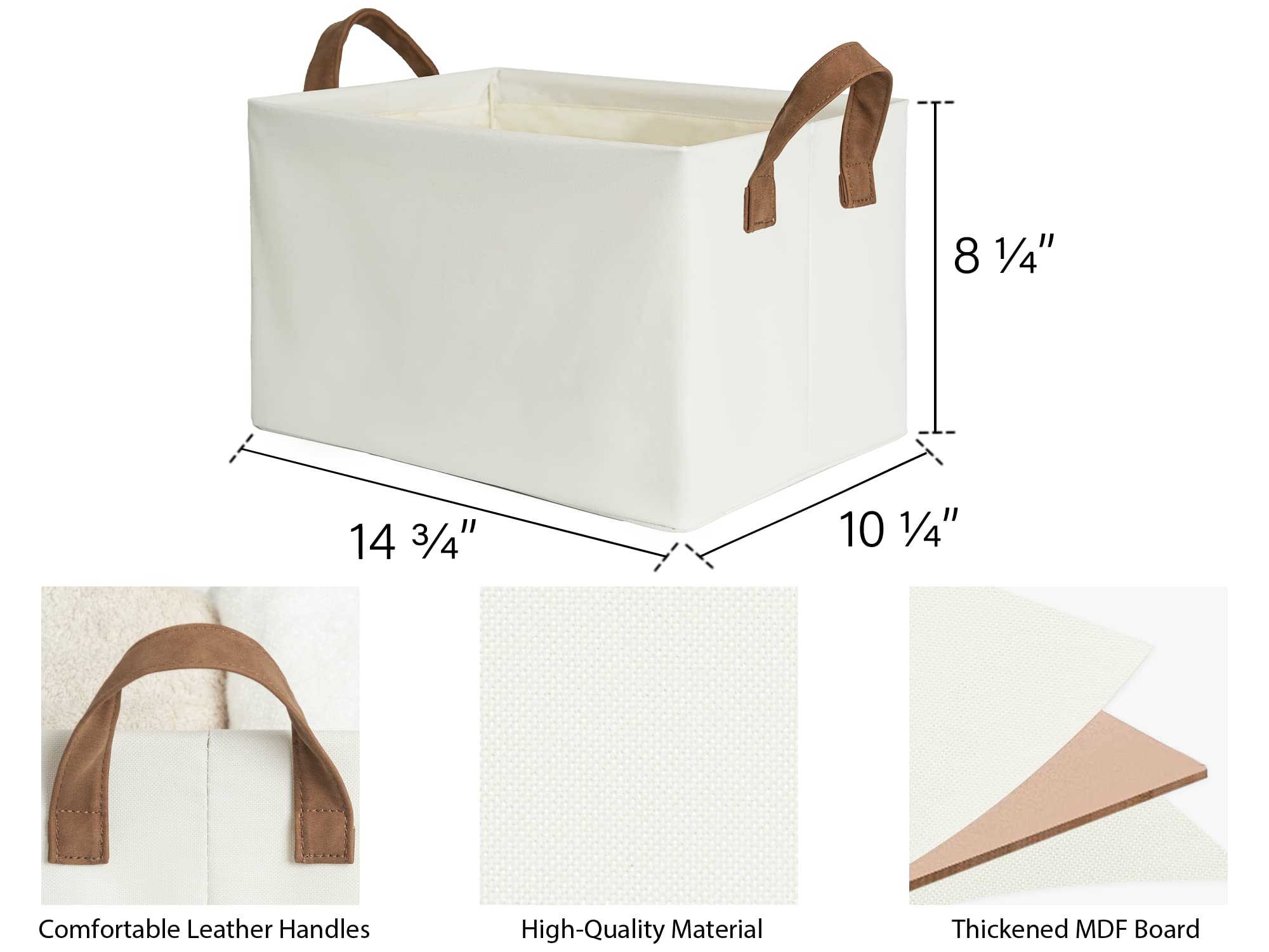 StorageWorks Storage Bins For Shelves With Metal Frame and Fabric Storage Box with PU Handles