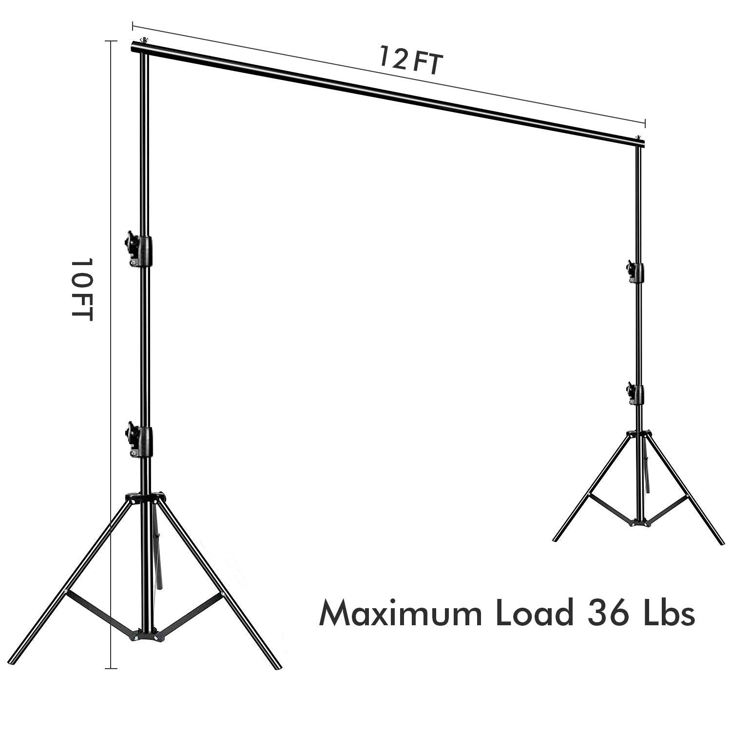 SLOW DOLPHIN Photo Video Studio 12ft (W) x 10ft (H) Heavy Duty Adjustable Photography Backdrop Stand Background Support System Kit with Carry Bag