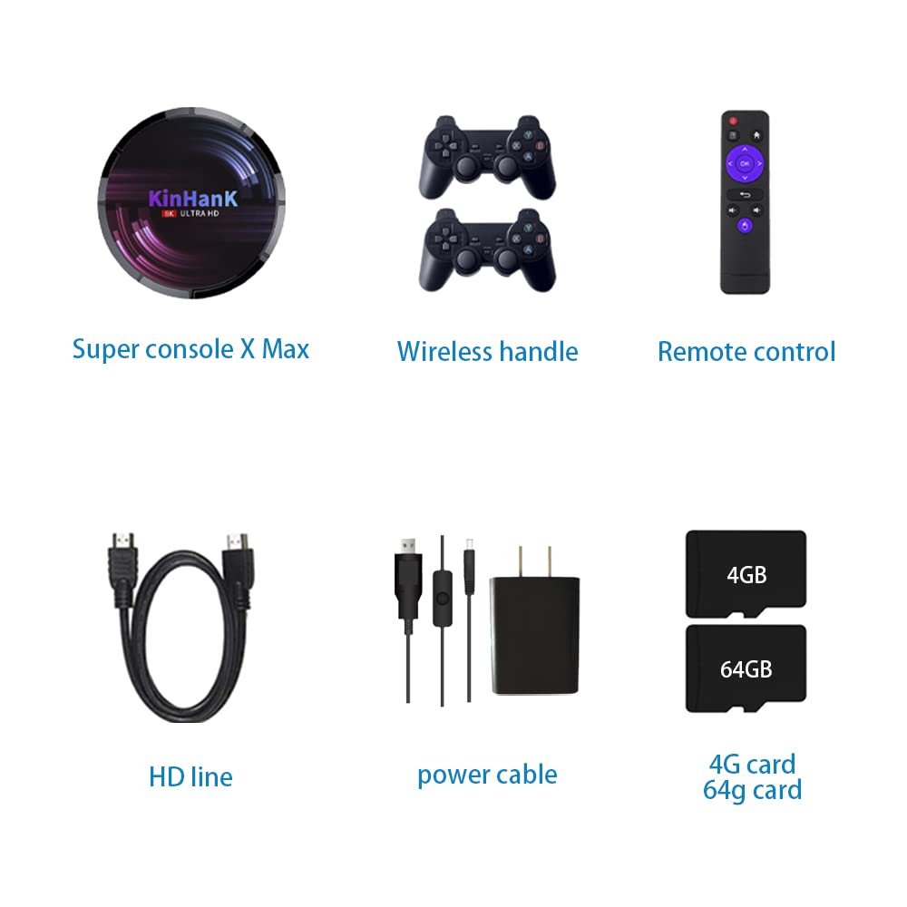 X Max Video Game Console with 47000+ Games, Arcade Game Box for TV/PC/Laptop/Projector, 4k HD Output, Support PS1/PSP/N64/DC Emulator, Include Wireless Controller