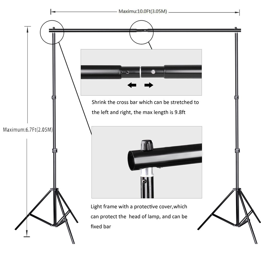 SLOW DOLPHIN Photo Background Support System with Backdrop Stand Kit, 100% Pure Muslin 6.5 Ft x 10 Ft Chromakey Green Screen Backdrop,Clamp, Carry Bag for Photography Video Studio