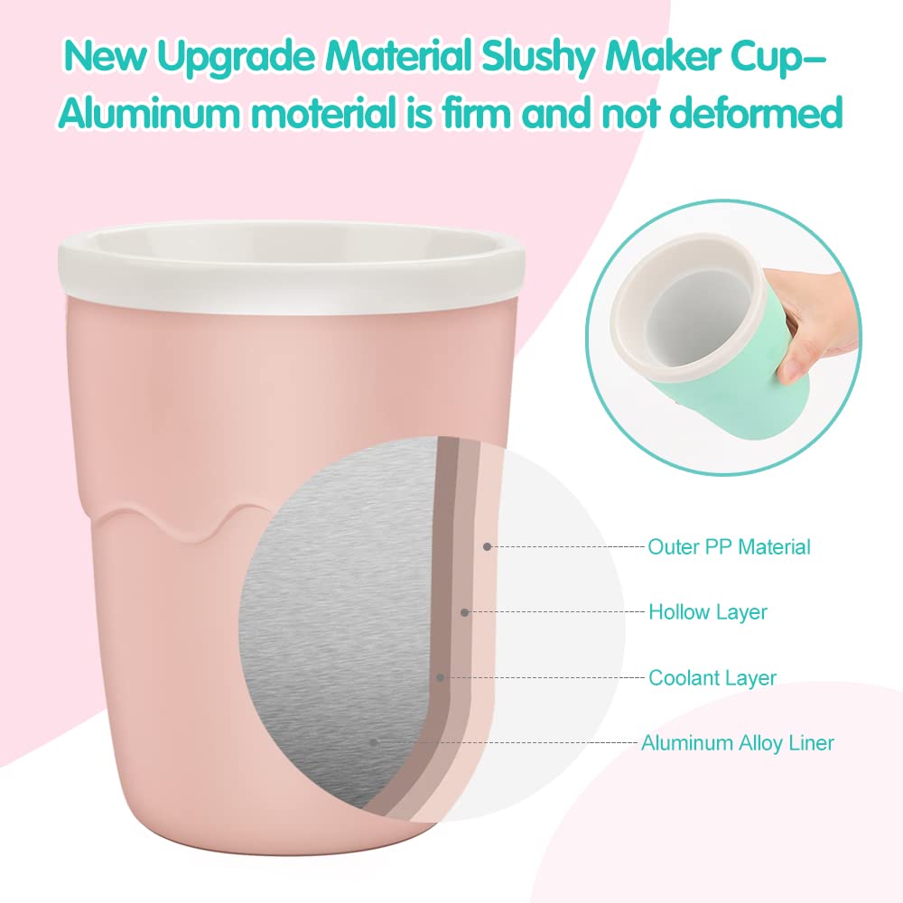 Slushie Maker Cup, 500ml Big Magic Quick Frozen Smoothies Cup Cooling Cup Double Layer Squeeze Cup Slushy Maker, Homemade Ice Cream Maker DIY it for Children and Family