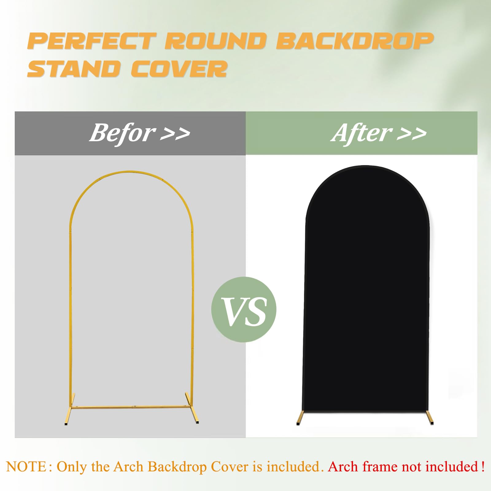 Spandex Fitted Arch Backdrop Cover Chiara Arch Cover Backdrop Fabric,2-Sided Wedding Arch Cover for Wedding Ceremony Birthday Party Baby Shower Banquet Decoration(Black, 4 x 7.2 ft)