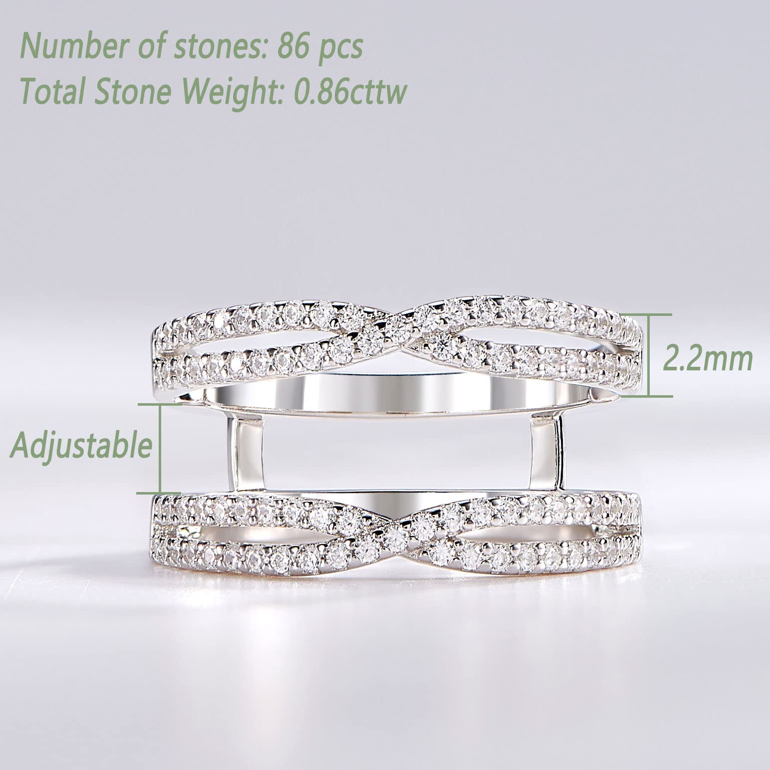 Wuziwen Infinity Women's Guard Ring Enhancers for Engagement Rings CZ 925 Sterling Silver Size 6