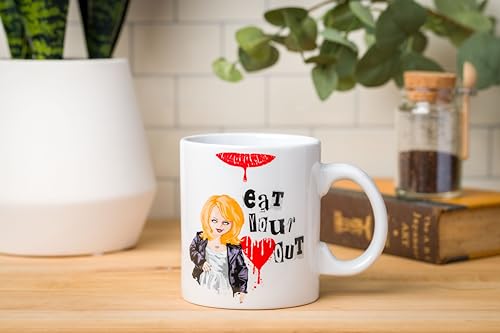 Silver Buffalo Chucky Eat Your Heart Out Scary Ceramic Mug, 20 Ounces