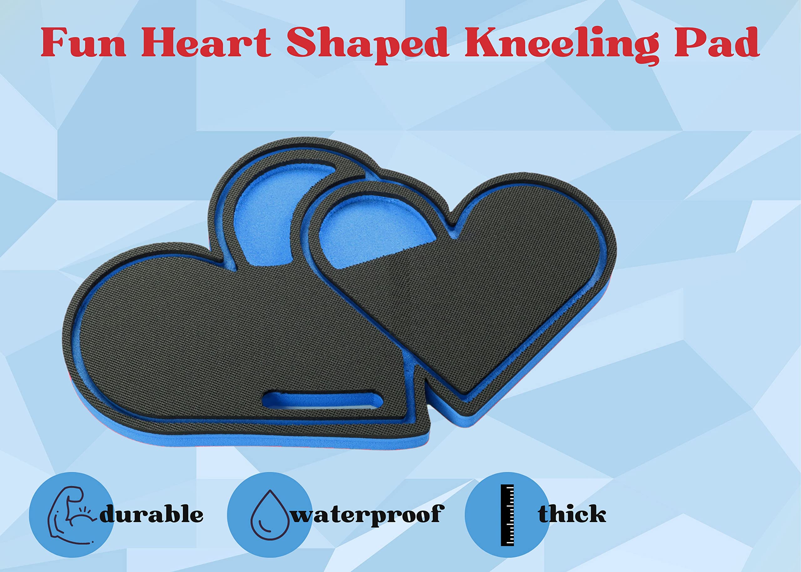 Polar Whale Portable Gardening Kneeling Pad Heart Shaped Blue and Black Knee Cushion with Tool Pocket for Home Work Automotive Workshop and More Durable Thick Comfortable High Density Waterproof Foam