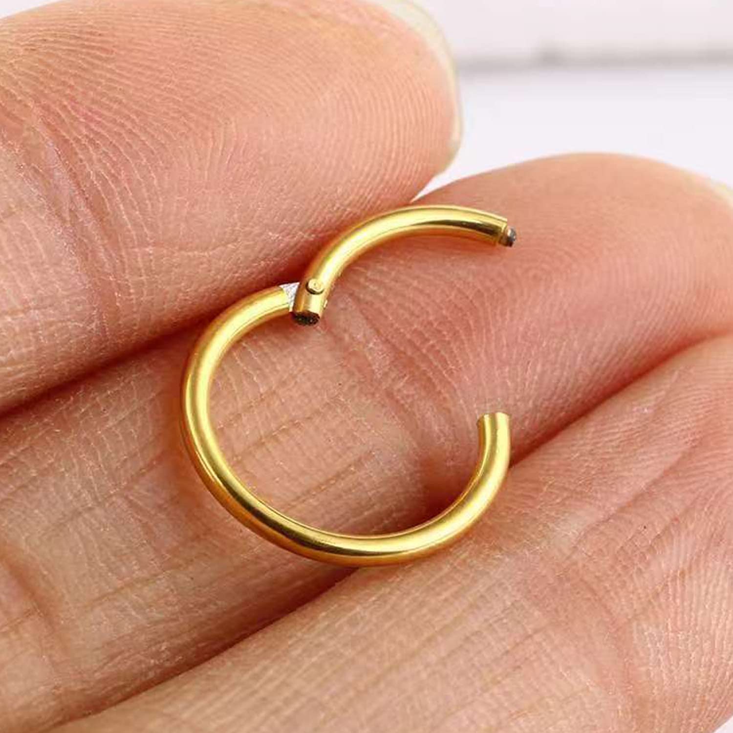 Whisper Nose Rings, 18G Surgical Steel Septum HoopsJewelry Hypoallergenic Hoop Lips 4 Pcs Gold