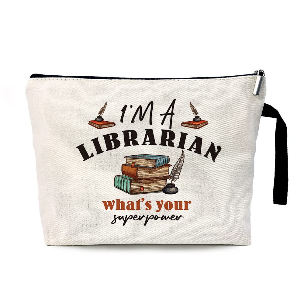 ZHANTUONE I'm a Librarian What’s Your Superpower,Tote Bag Gift For Librarian,Teacher Nerd Gifts,Funny Librarian Gifts,Librarian Retirement Gifts,Book Lover Gift,Gifts for Women men Reader Writers