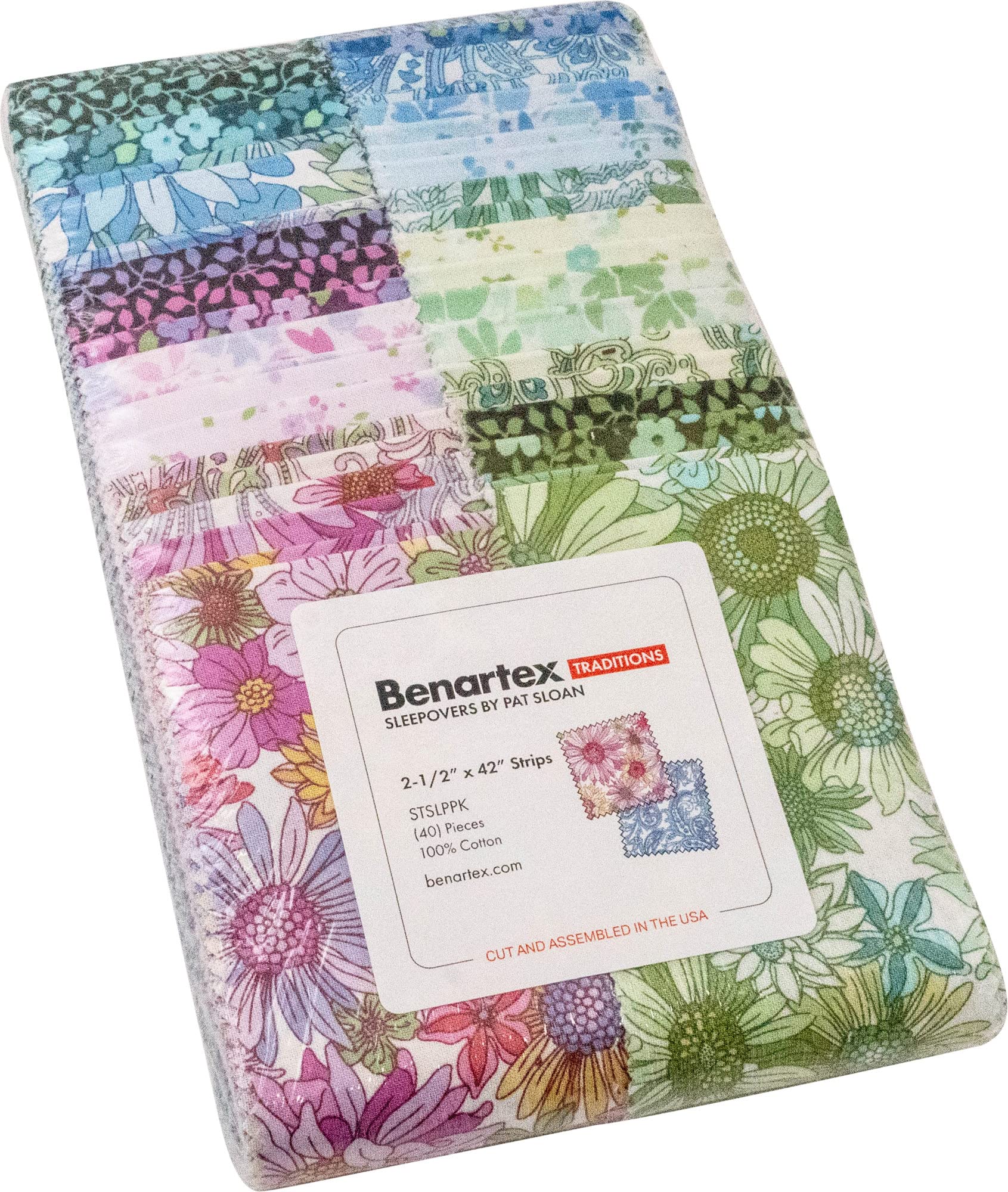Pat Sloan Sleepovers Strip-Pies 40 2.5-inch Strips Jelly Roll Benartex