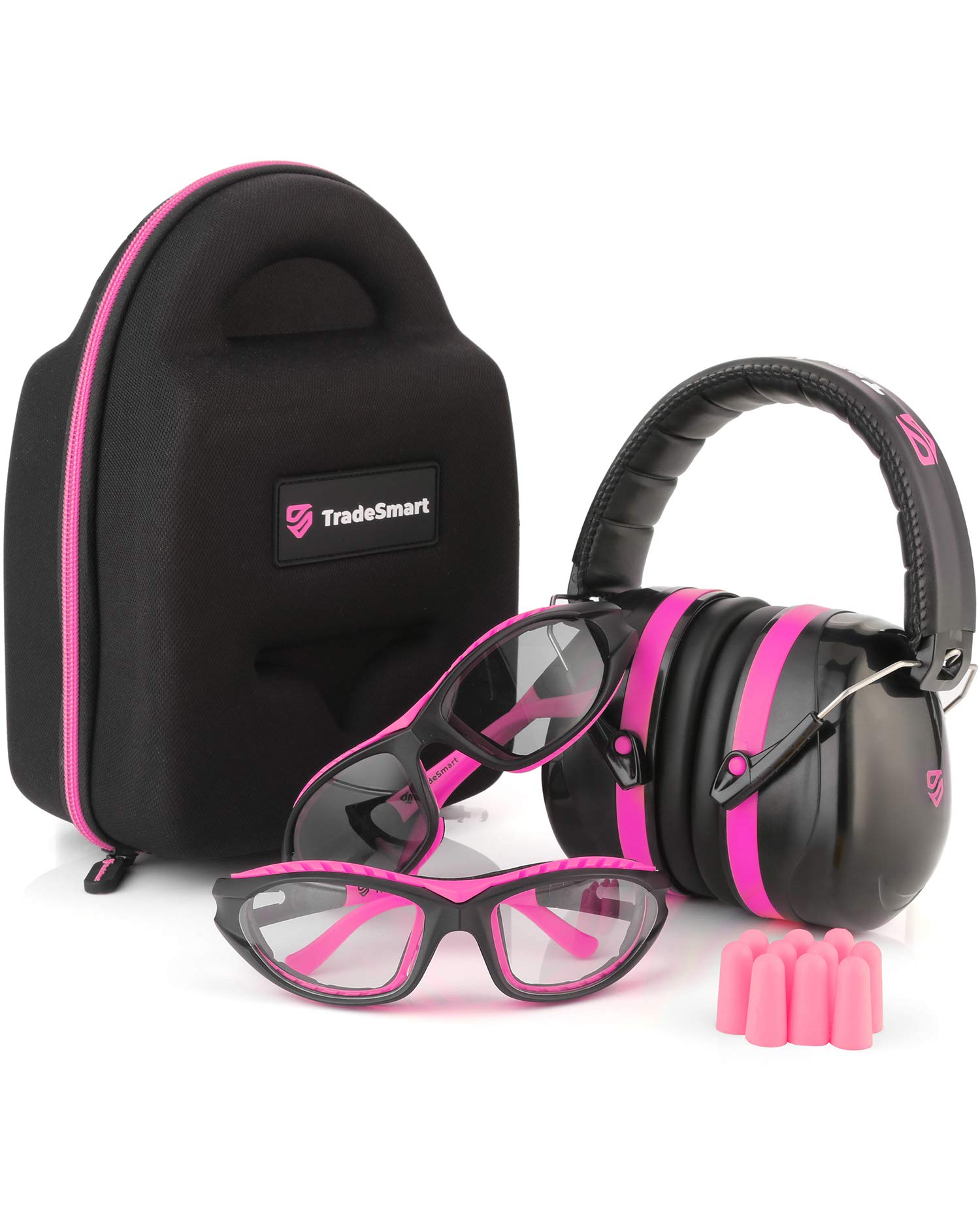 TRADESMART “His & Hers” Gift - Pink & Gunmetal Gray Shooting Ear and Eye Kits, U.S. Certified, for Women & Men
