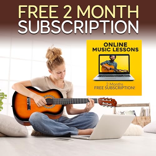 Pyle Beginner Acoustic Guitar Kit, 3/4 Junior Size All Wood Instrument for Kids, Adults, 36" Sun Burst
