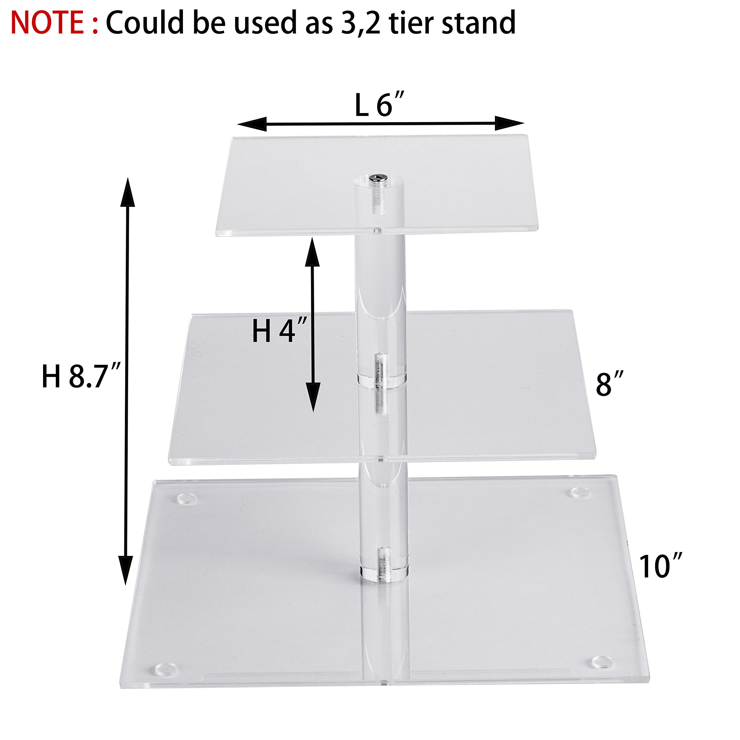 YestBuy 3 Tier Cupcake Stand, Cake Stand, Acrylic Cupcake Tower Stand, Premium Cupcake Holder for 28 Cupcakes, Display for Pastry Wedding Birthday Party (4" Between 2 Layers)