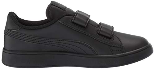 PUMA baby girls Smash V2 Hook and Loop Sneaker, Black, 1 Little Kid US