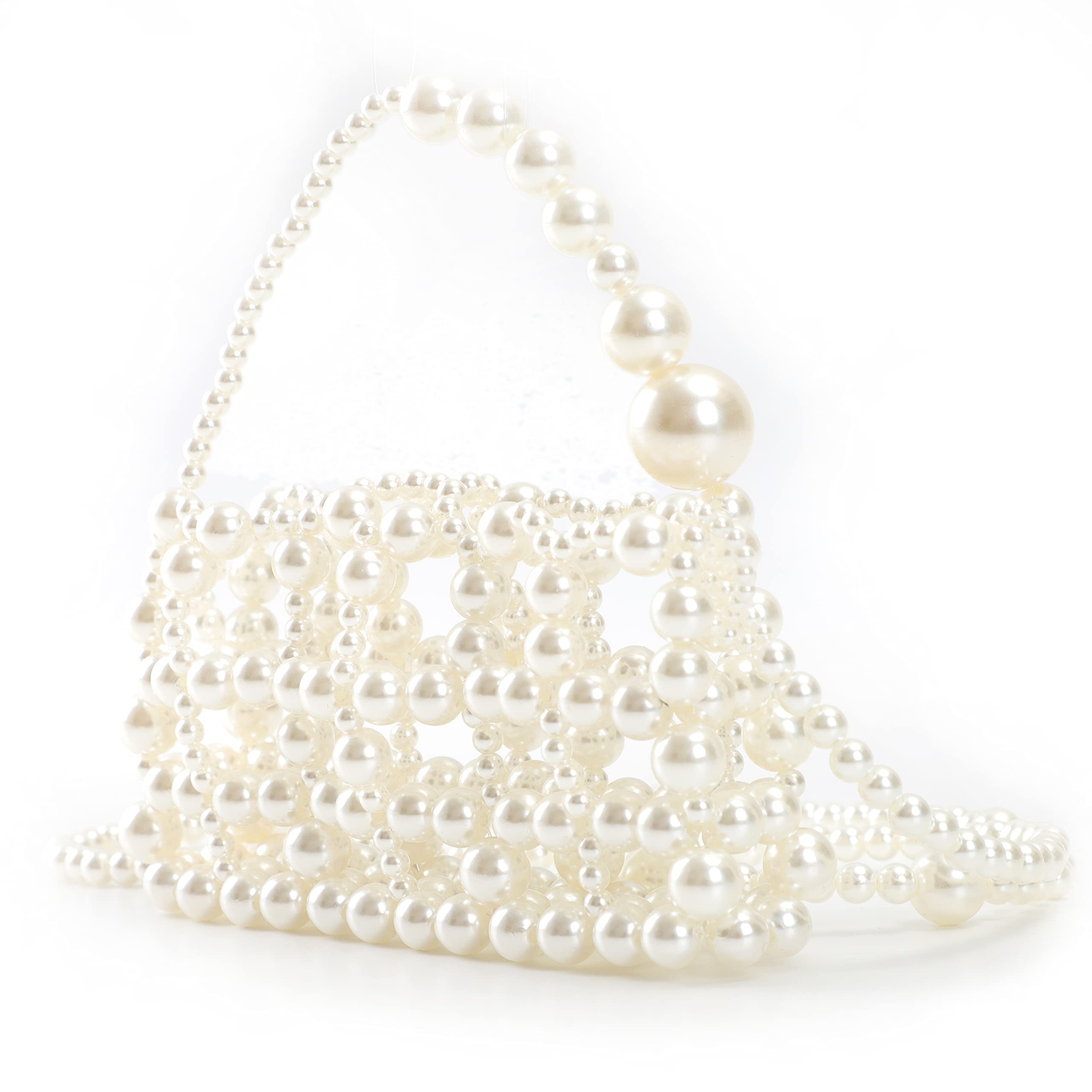 YUSHINY Women Acrylic Pearl Beaded Handmade Crossbody Hollow Evening Cellphone Bag