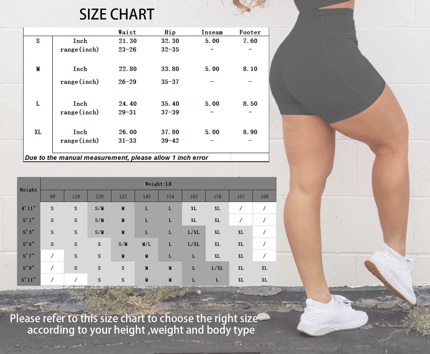 Yoitauso Workout Biker Shorts for Women High Waisted Athletic Running Yoga Shorts with Pocket Black