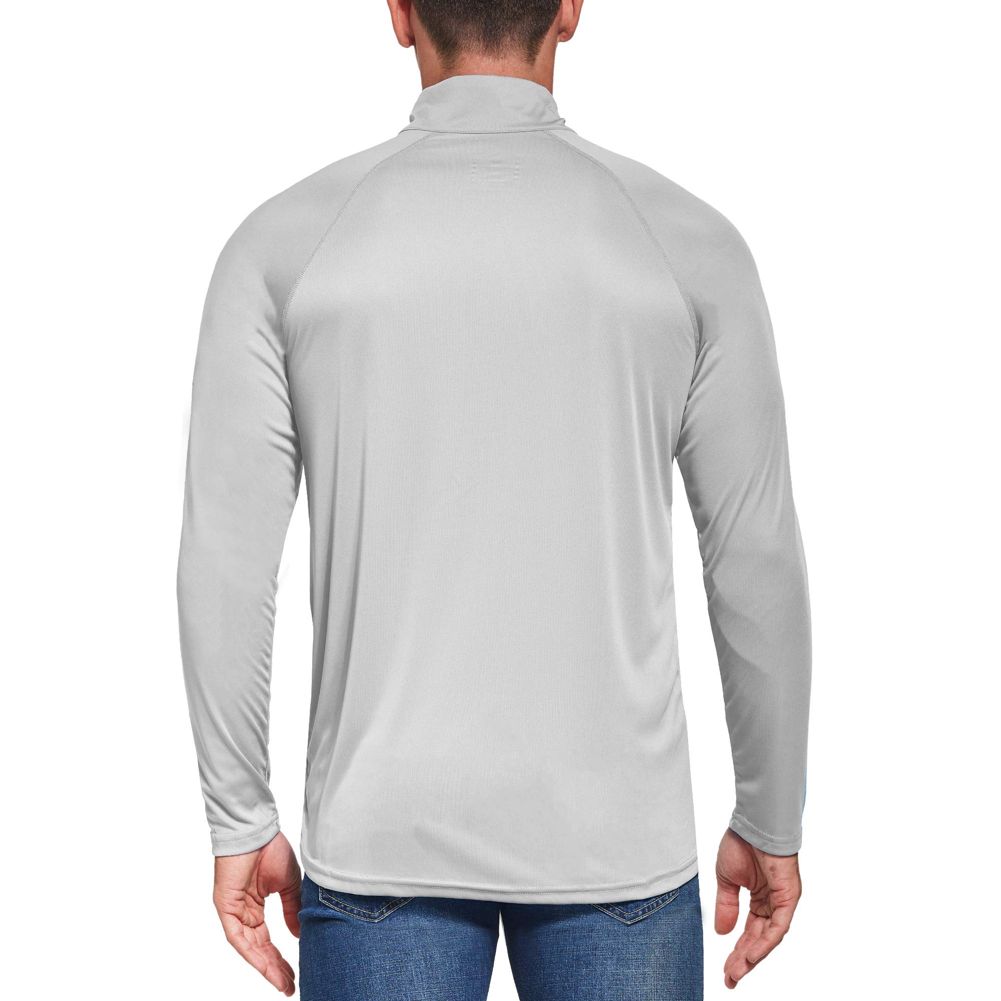 OGEENIER Men's 1/4 Zip Pullover Long Sleeve Sun Protection Shirts UPF 50+ Fishing Golf Running Shirts,Grey,M