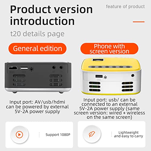 XUnion T20 Mini Led Projector Portable Video Player Miniature Cinema 1080P Hd Projection IE9