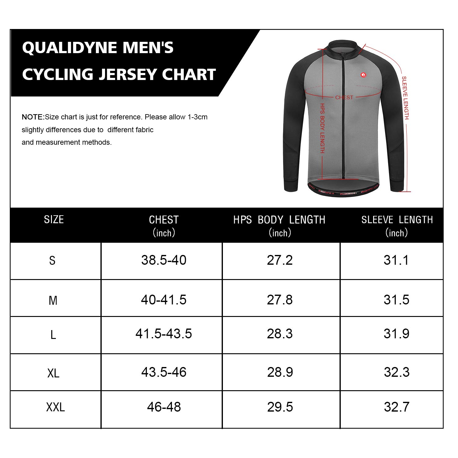 qualidyne Men's Cycling Jersey Long Sleeve Bike Biking Shirts Full Zipper Bicycle Tops with Pockets
