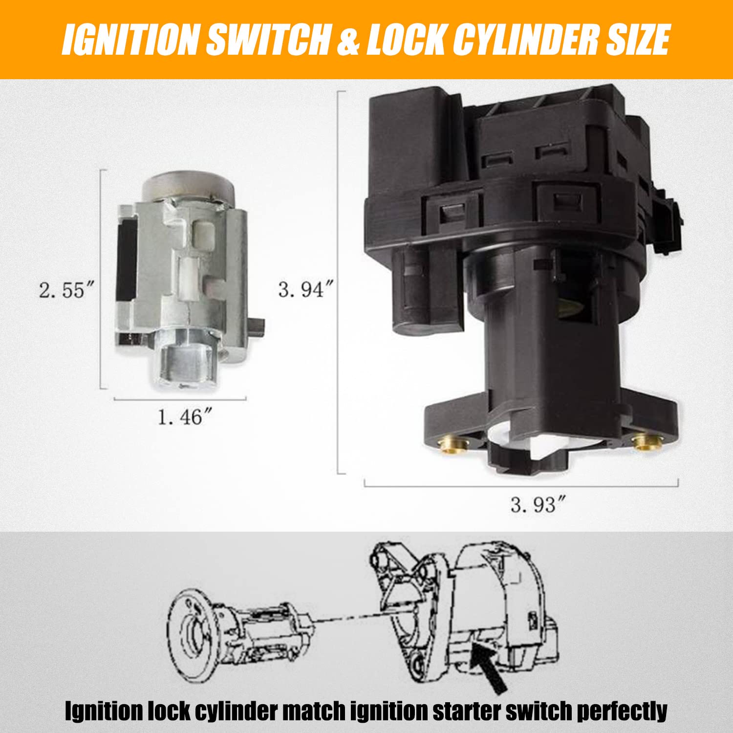 RANSOTO Ignition Lock Cylinder with 2 Keys & Ignition Starter Switch Compatible with Chevy Malibu Impala Monte Carlo Olds Alero Intrigue Cutlass Grand Am Replace 12458191 22599340