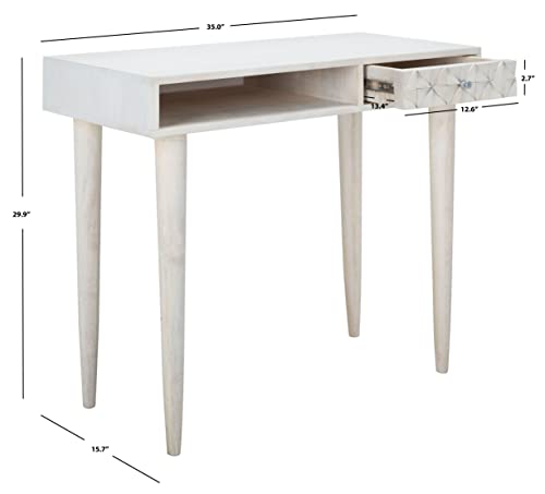 Safavieh Home Office Collection Zinnia White Wash and Silver 1-Drawer Desk, 0