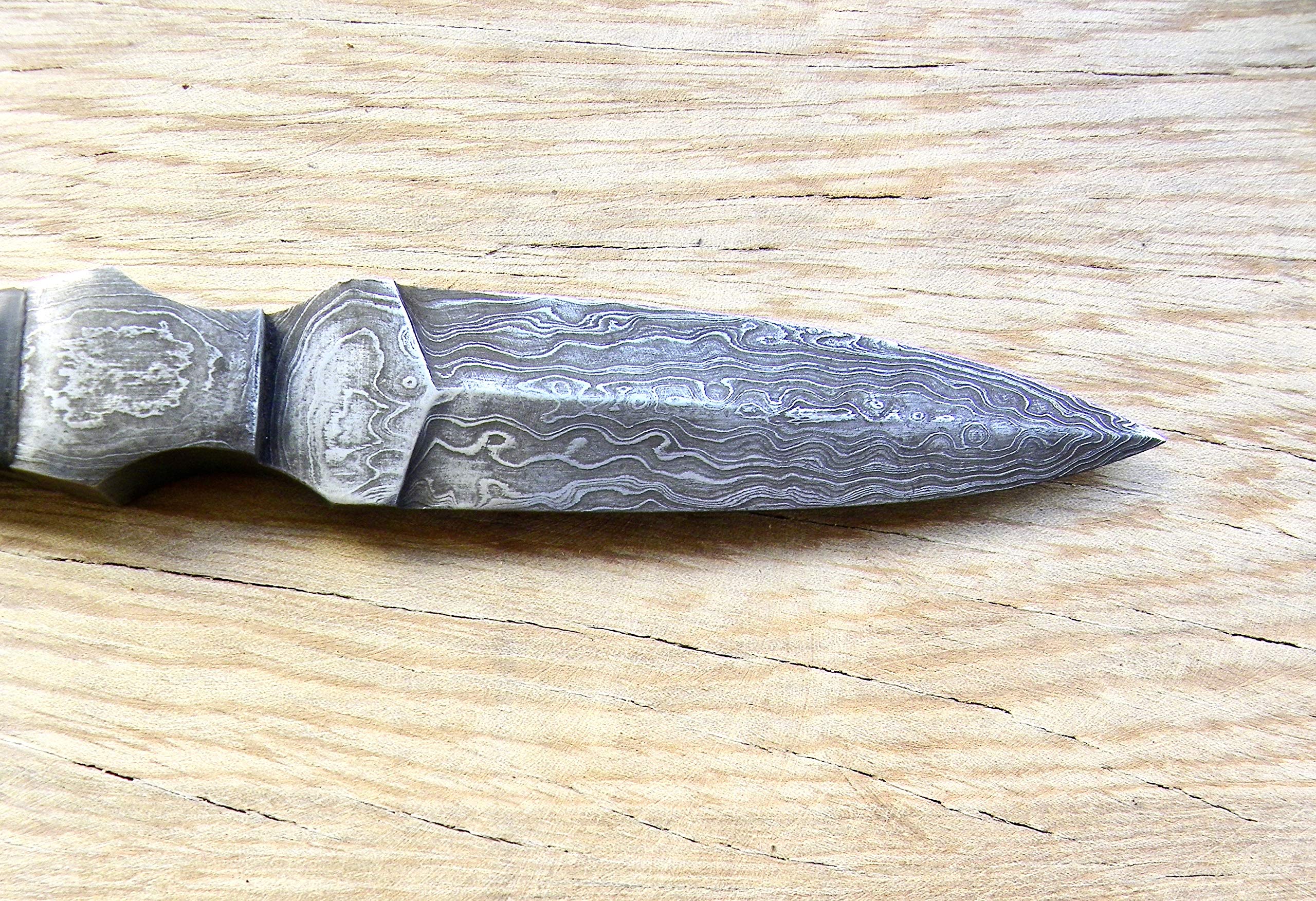 Stratuscrafts Handmade 8” Ankle Knife 512 layers Damascus Steel Boot knife Fixed Blade with Genuine leather sheath For Camping, Outdoor