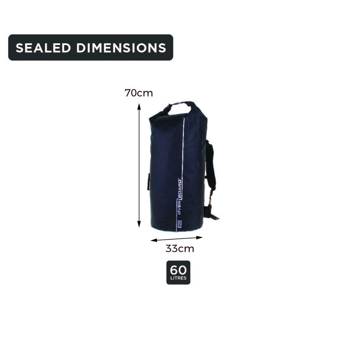 Overboard Waterproof Tube Backpack, Black, 60-Liter