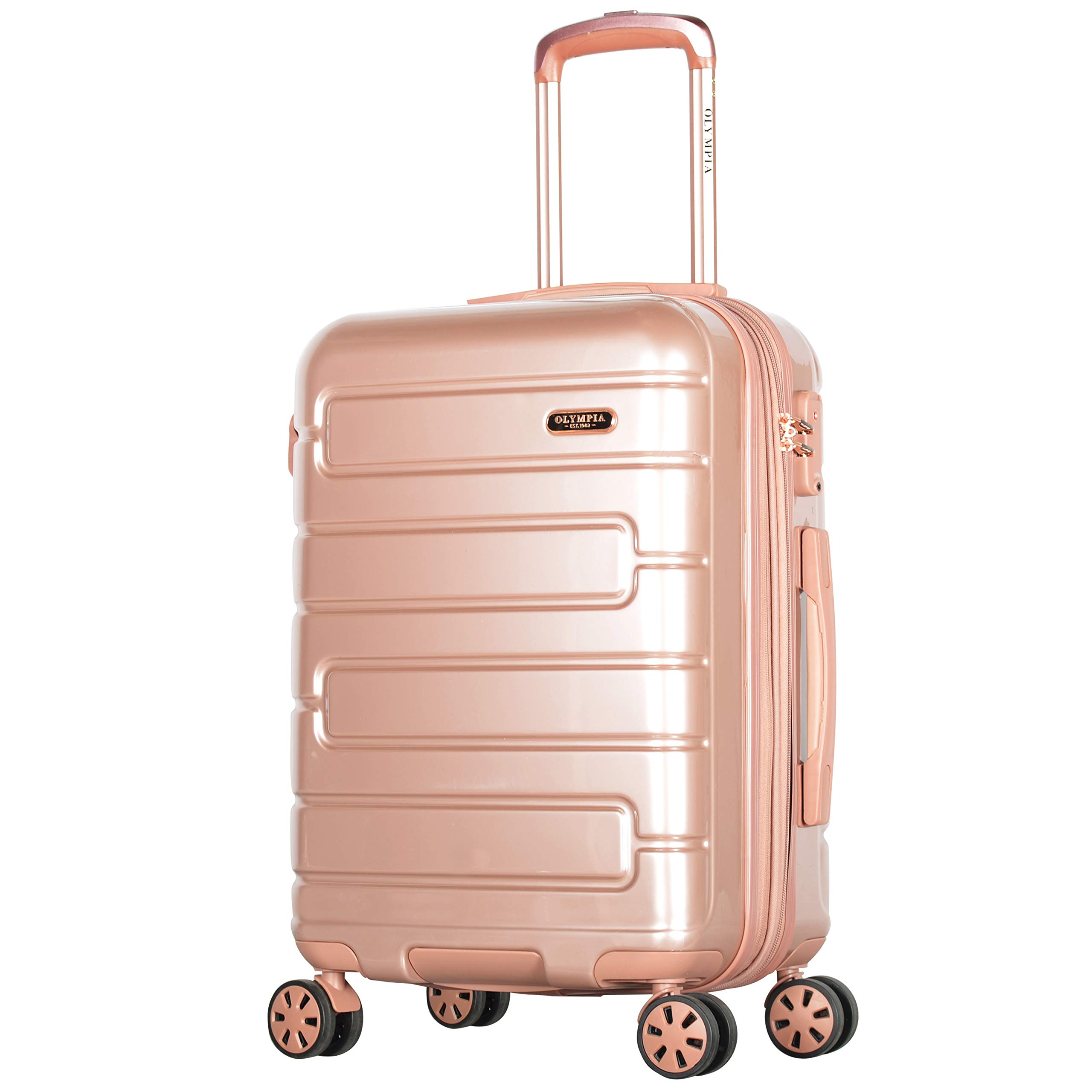 Olympia U.S.A. Nema Expandable Hardside Spinner Luggage w/TSA Lock, Available in 3-Piece Set/22-inch/25-inch/29-inch, Rose Gold