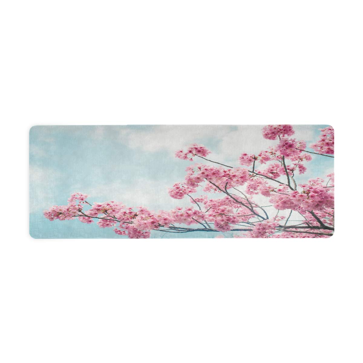 Qilmy Beautiful Cherry Blossoms Yoga mat,Best No-Slip Hot Yoga Mat, No-Toxic,TPE Yoga mat,Ideas for Exercise,Yoga and Pilates(71”x26”X 1mm)