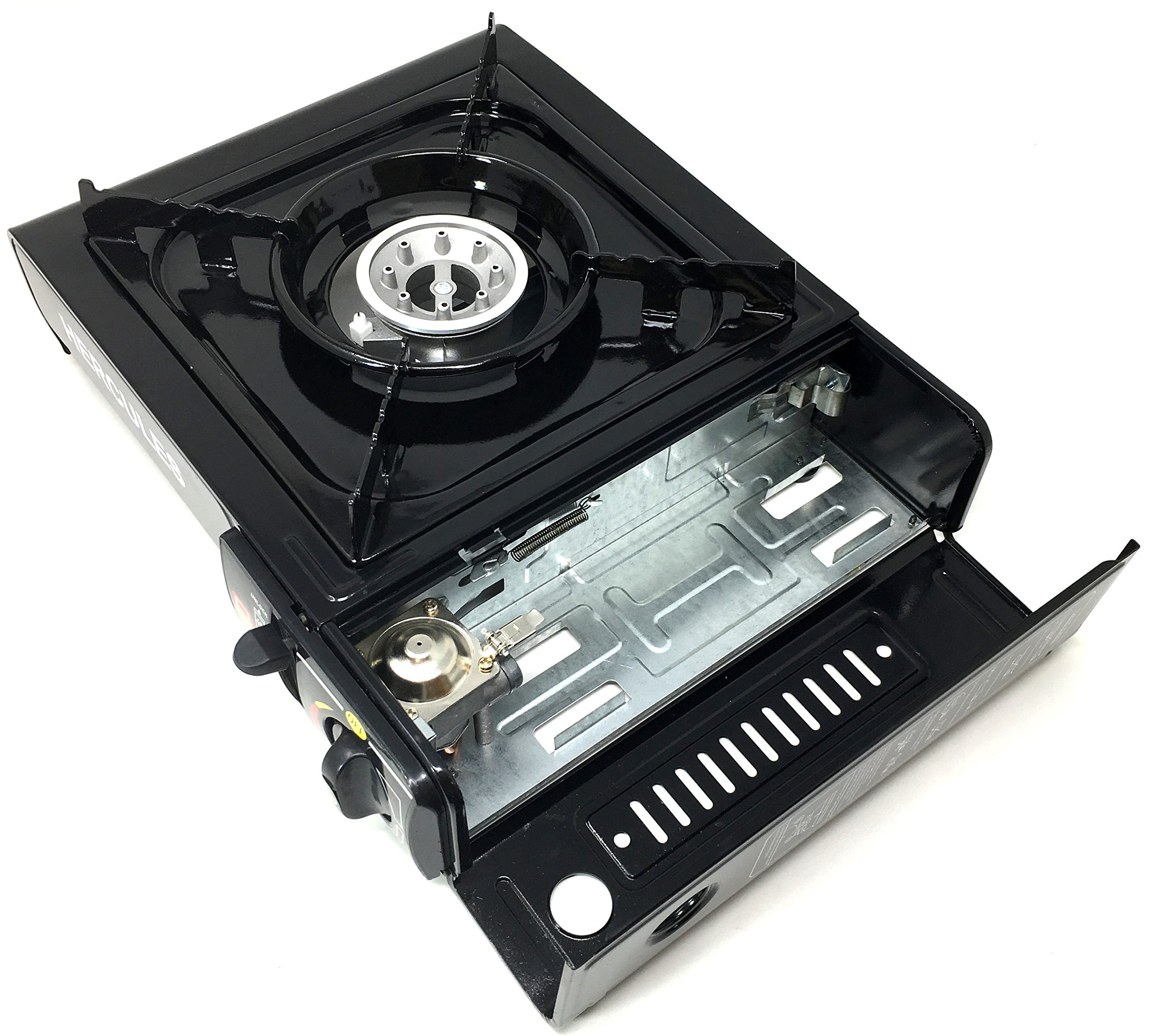 Portable Outdoor Camping Butane Gas Stove Full Stainless Steel Body with Electronic Ignition and Carrying Case