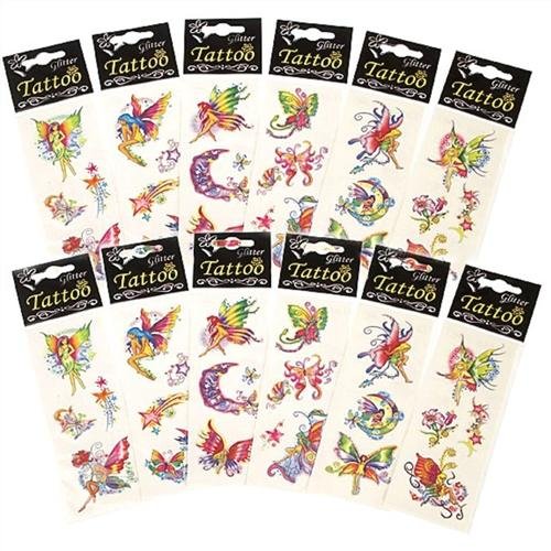 playwrite,henbrandt 6 X Fairy Glitter Tattoo Sheets ~ Ideal Party Bag Stocking Fillers