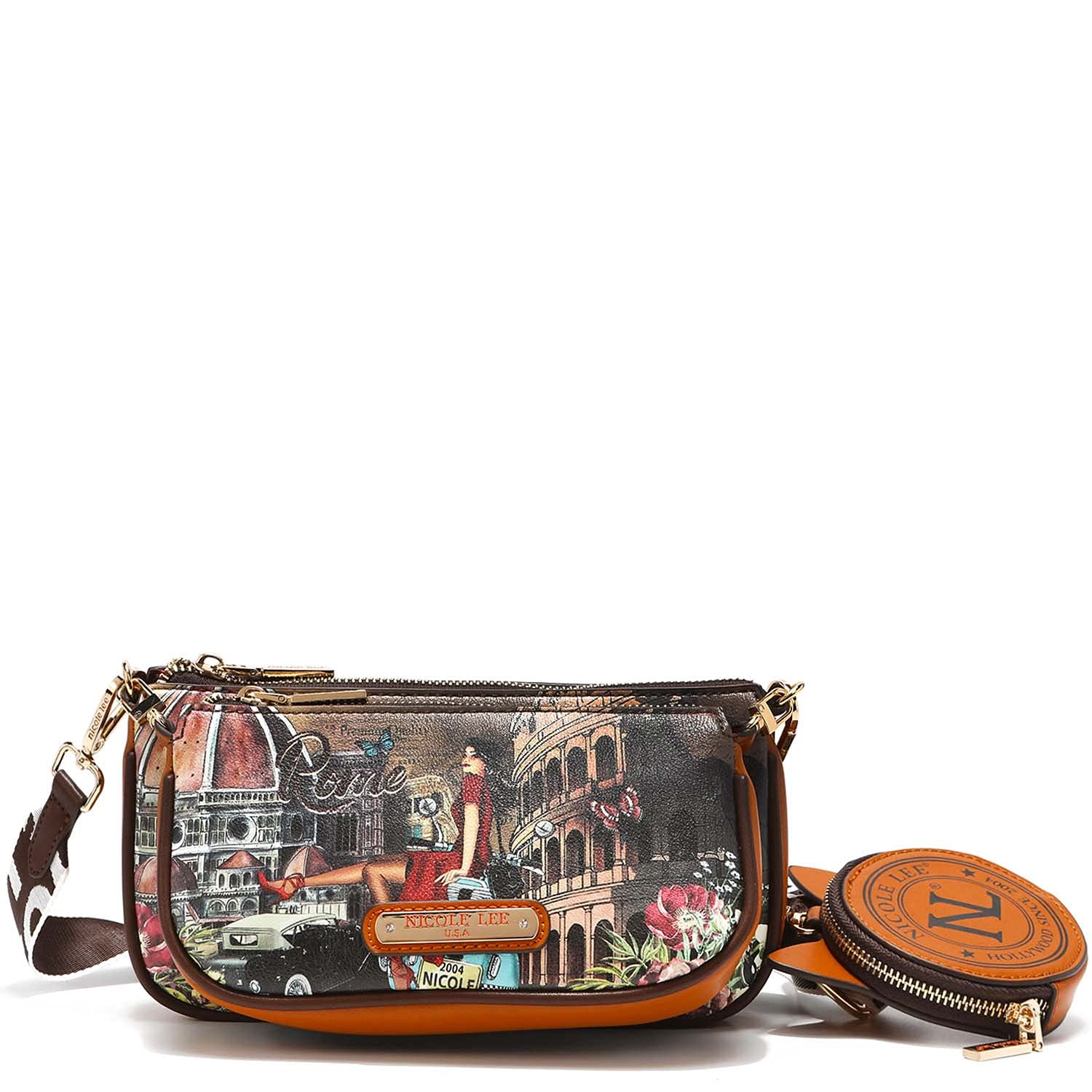 Nicole Lee 3 Piece Crossbody with Coin Purse (MEMORY OF ROME)