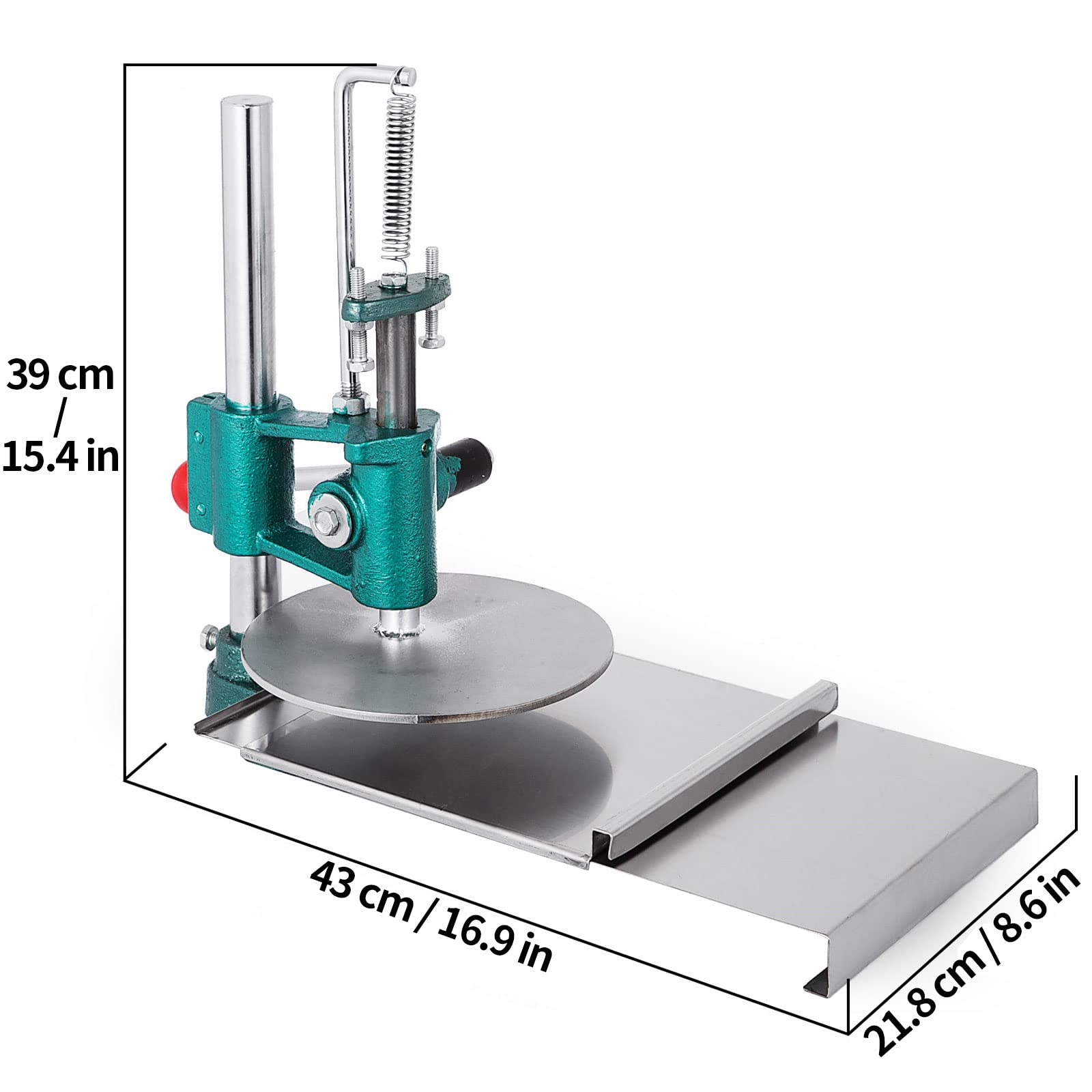 VEVOR Pizza Dough Press Machine, 7.9" Pizza Pastry Press Machine w/Dual Plates, 200mm Stainless-Steel Household Pizza Press w/ 0.2" Thick Disc, Dough Pastry Manual Press Machine w/Cast Iron Base