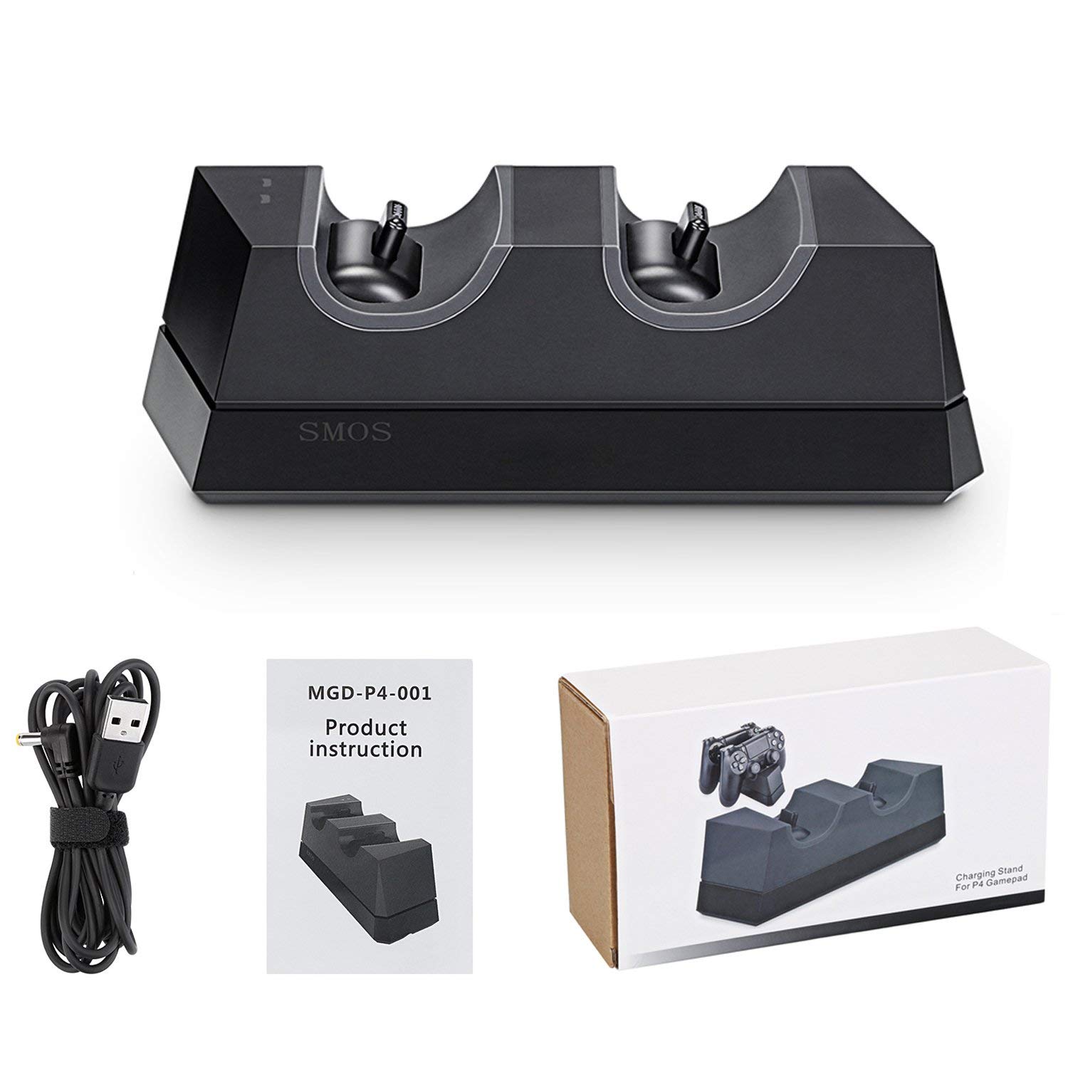 PS4 Controller Charger, Megadream Fast USB Charging Docking Station Solid Stand for Sony Playstation DualShock 4 PS4, PS4 Pro, PS4 Slim β Charge from Bottom Controller More Protective & Safer β Black