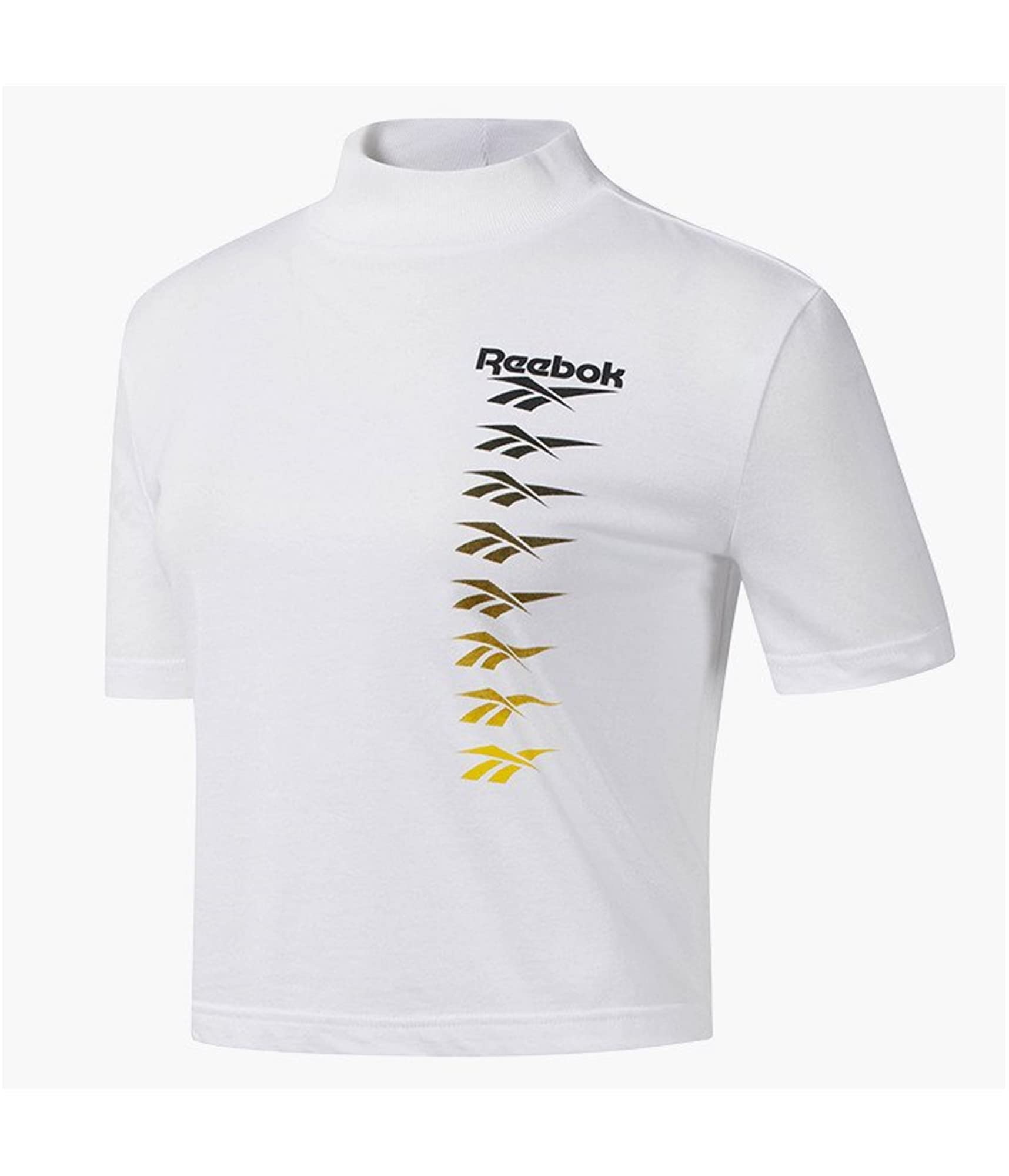 Reebok Women's Classics Vector Crop Tee, White/Yellow, Large